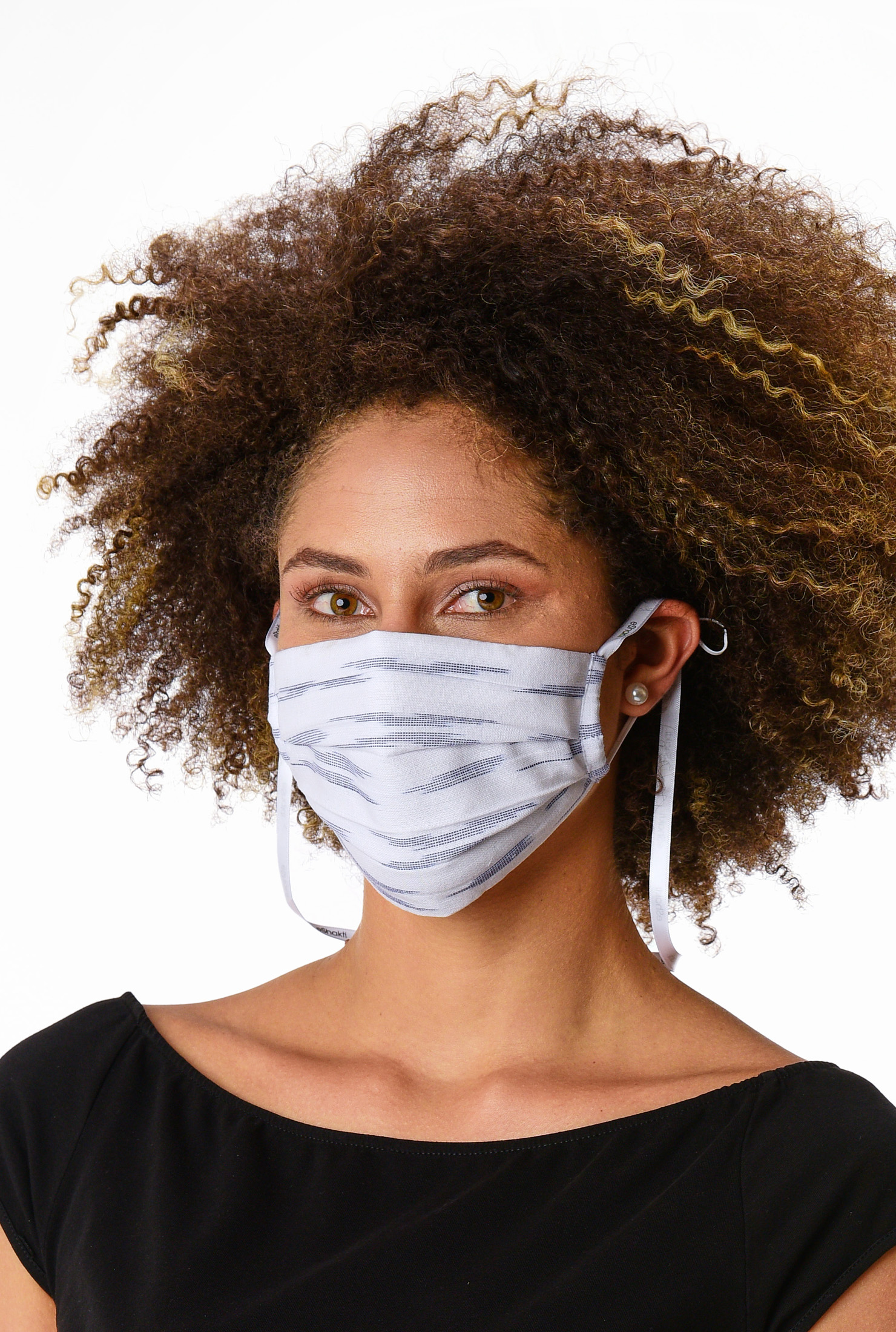 Shop Ikat handloom cotton pleated face mask | eShakti