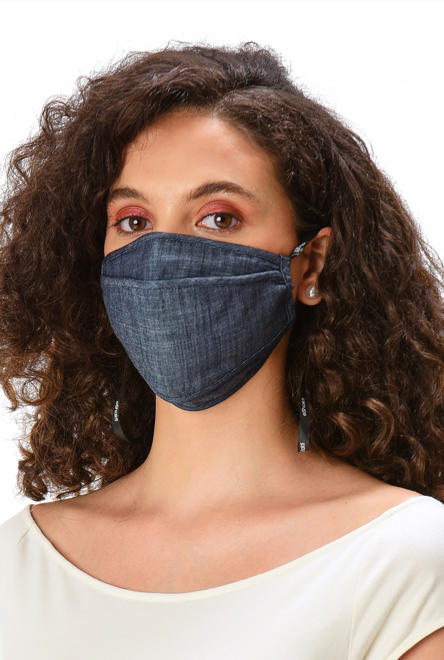 Shop Cotton chambray shaped seam face mask | eShakti