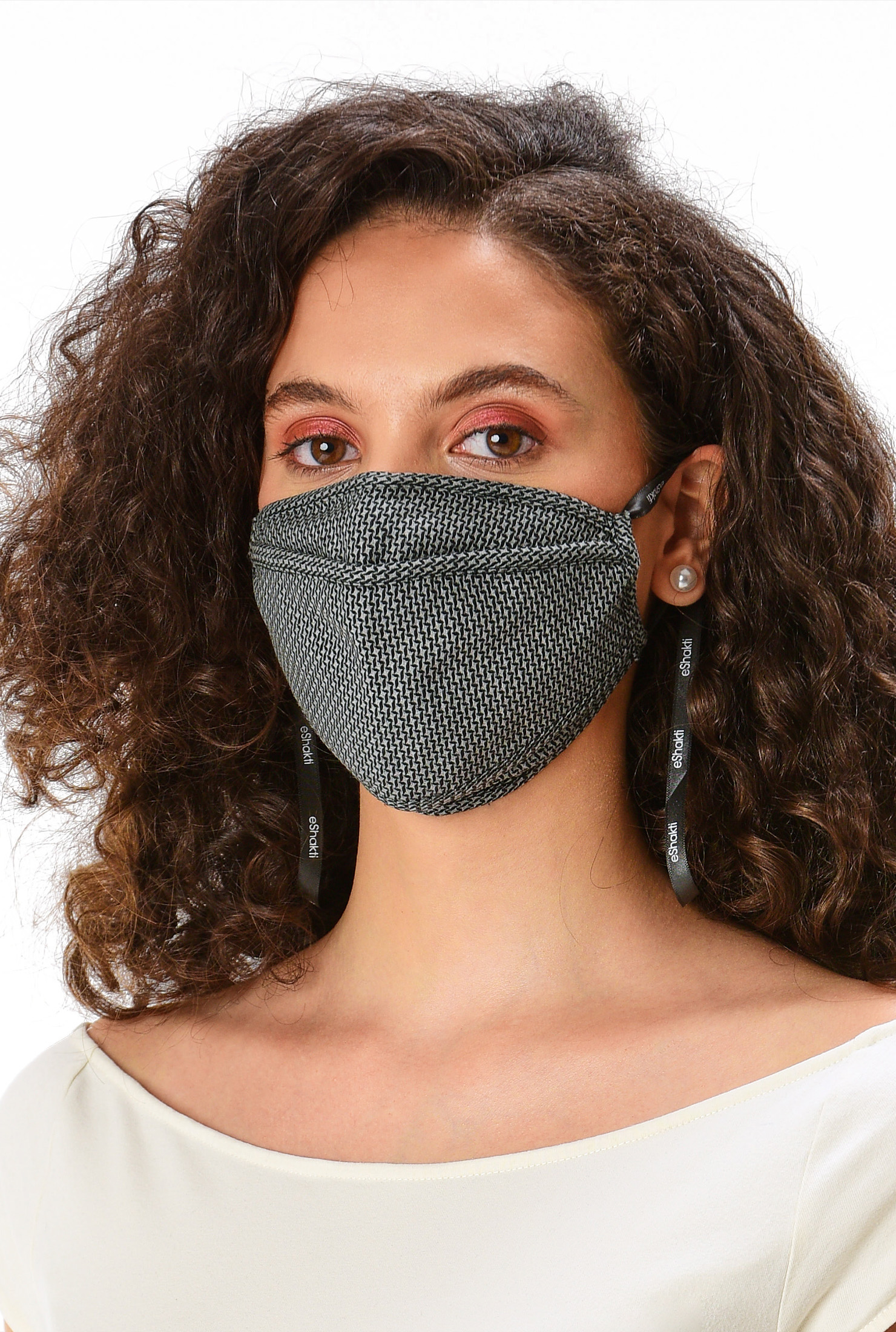 Shop Textured cotton shaped seam face mask | eShakti