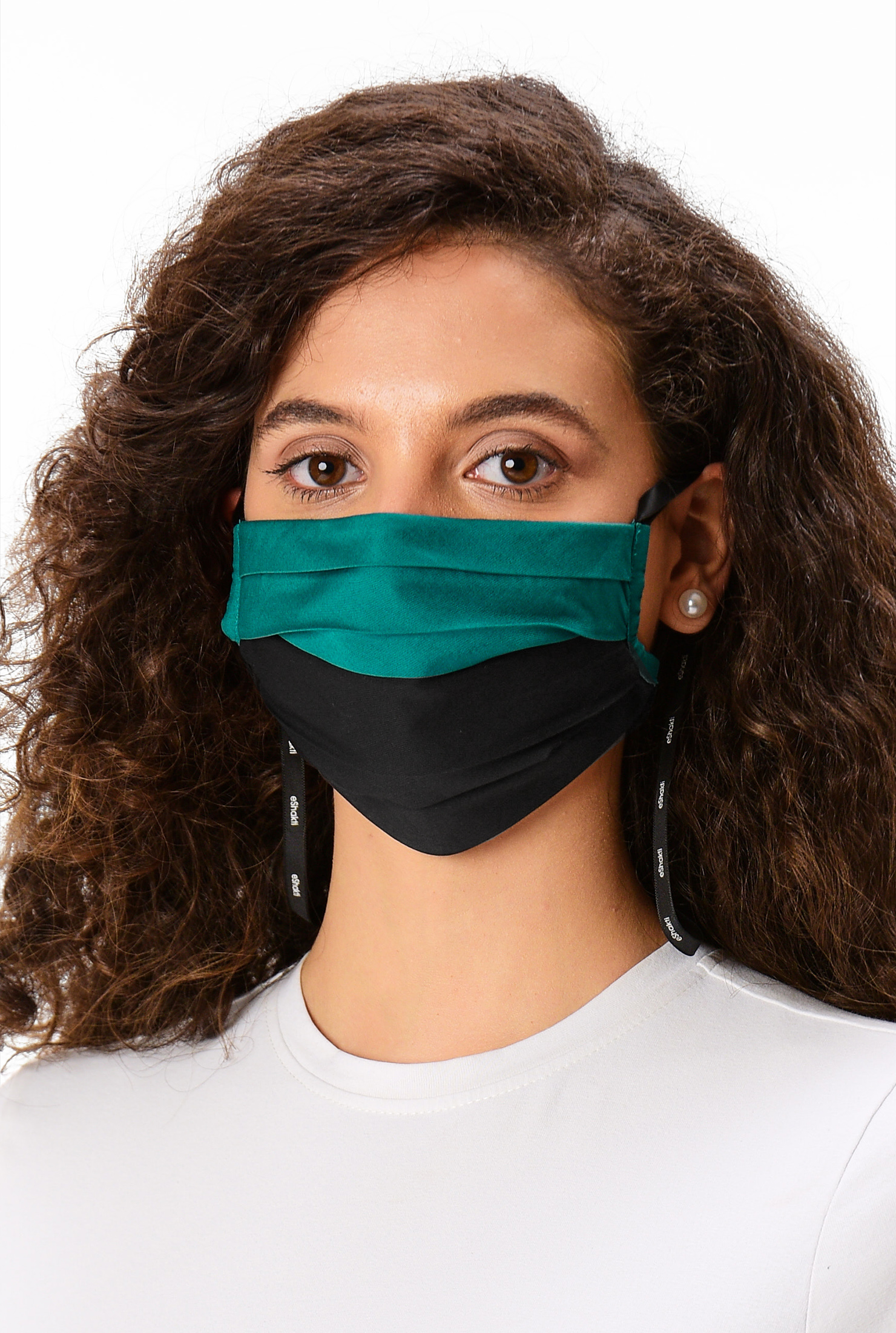 Shop Colorblock cotton poplin pleated face mask | eShakti