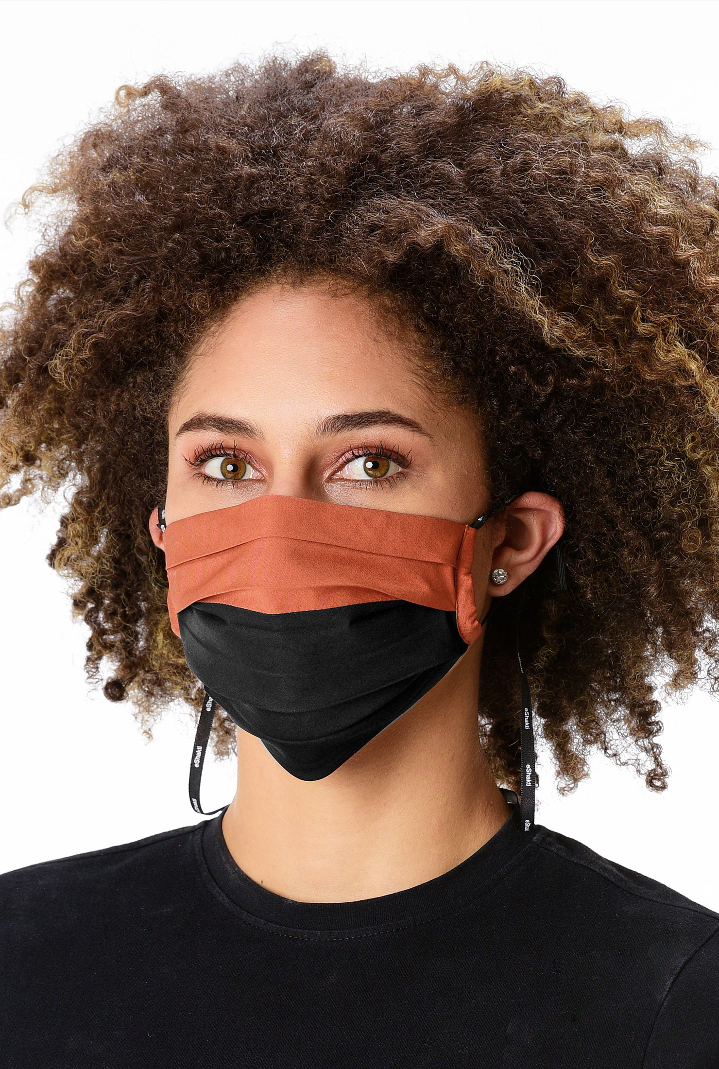 Shop Colorblock cotton poplin pleated face mask | eShakti