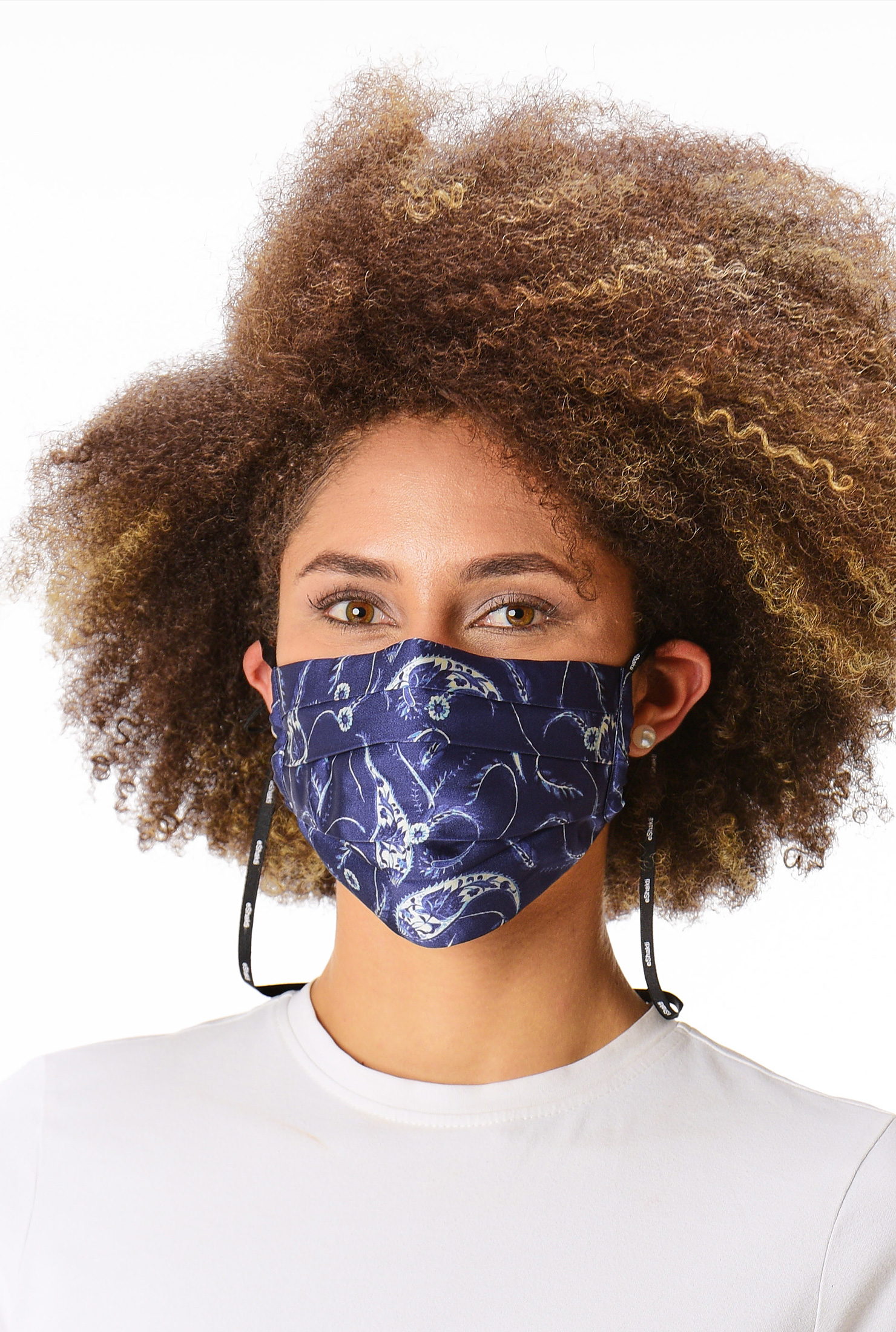 Shop Paisley floral print satin pleated face mask | eShakti