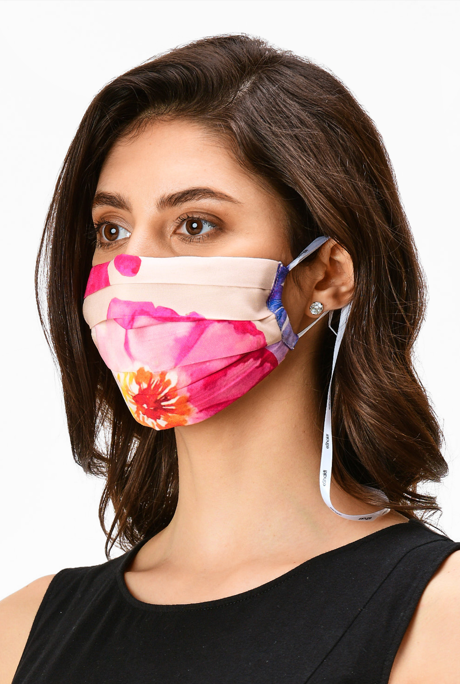 Shop Floral print cotton poplin pleated face mask | eShakti