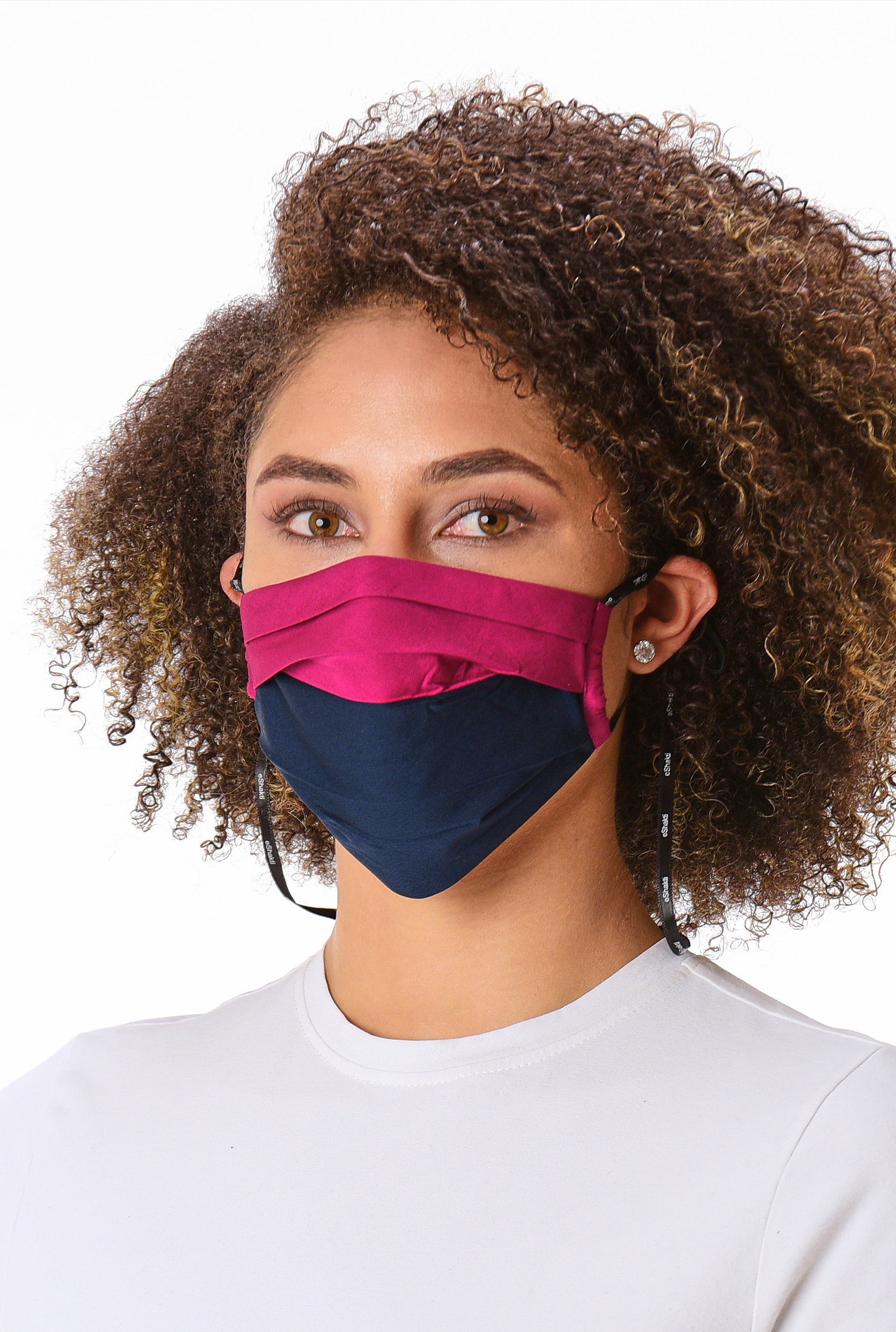 Shop Colorblock cotton poplin pleated face mask | eShakti