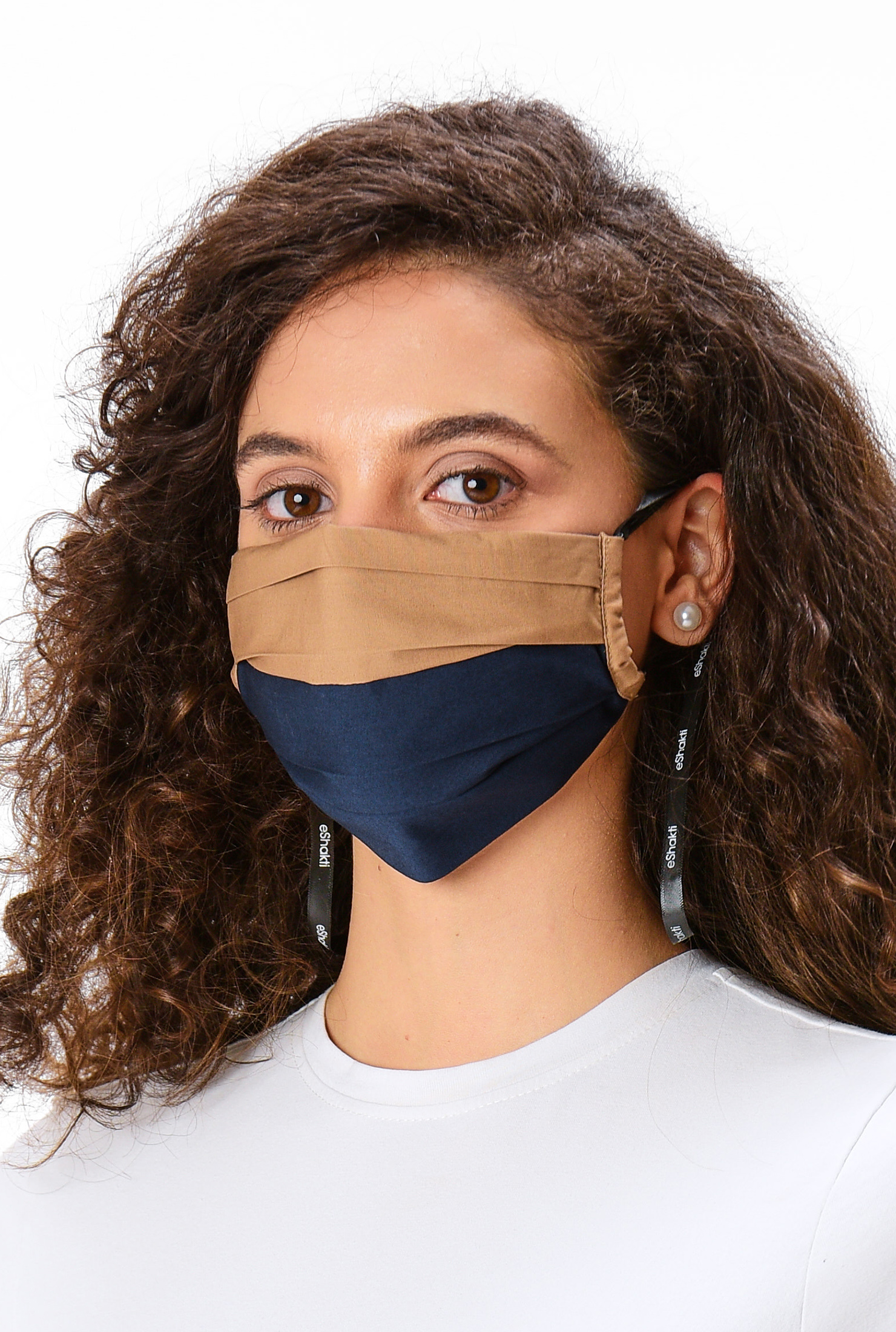Shop Colorblock cotton poplin pleated face mask | eShakti