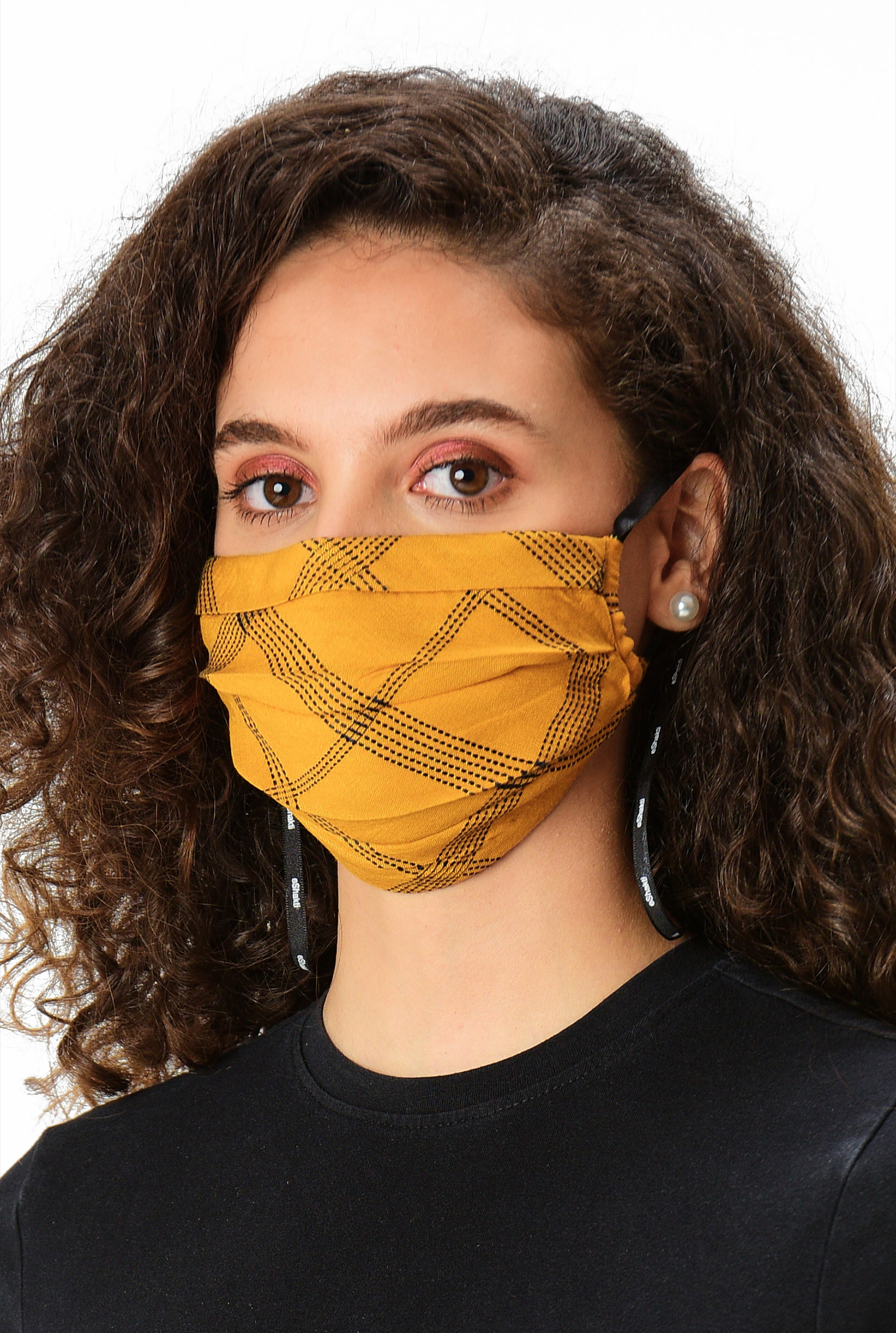 Shop Windowpane check cotton blend pleated face mask | eShakti
