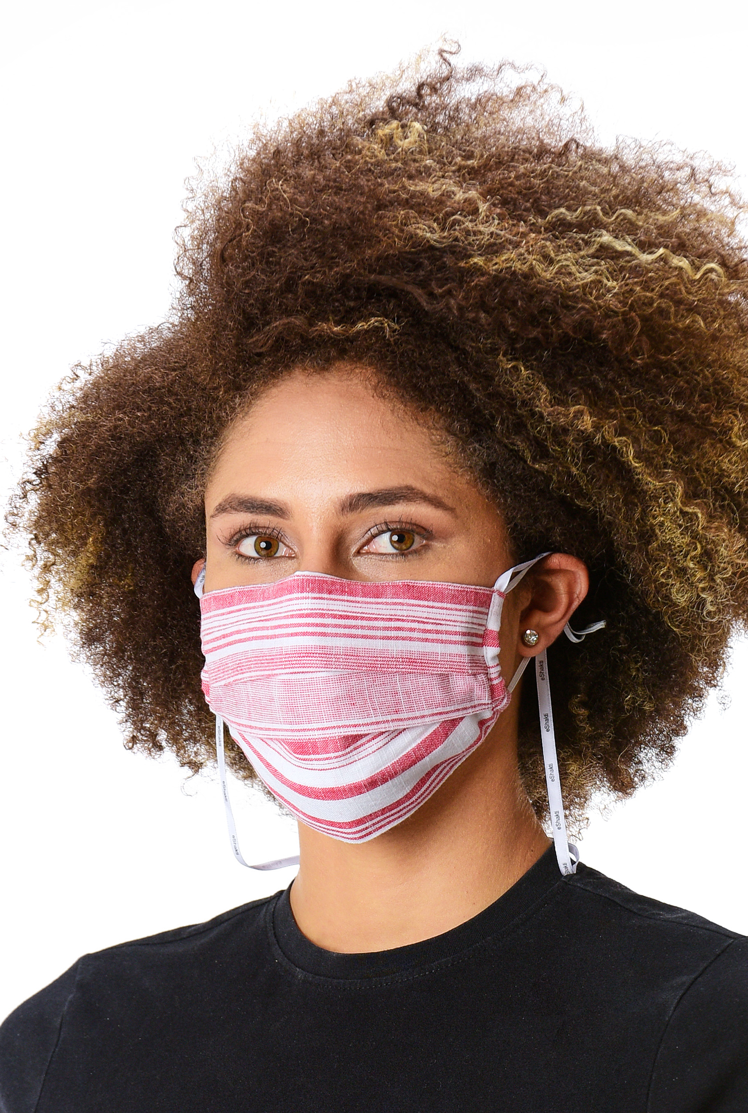 Shop Stripe cotton pleated face mask | eShakti