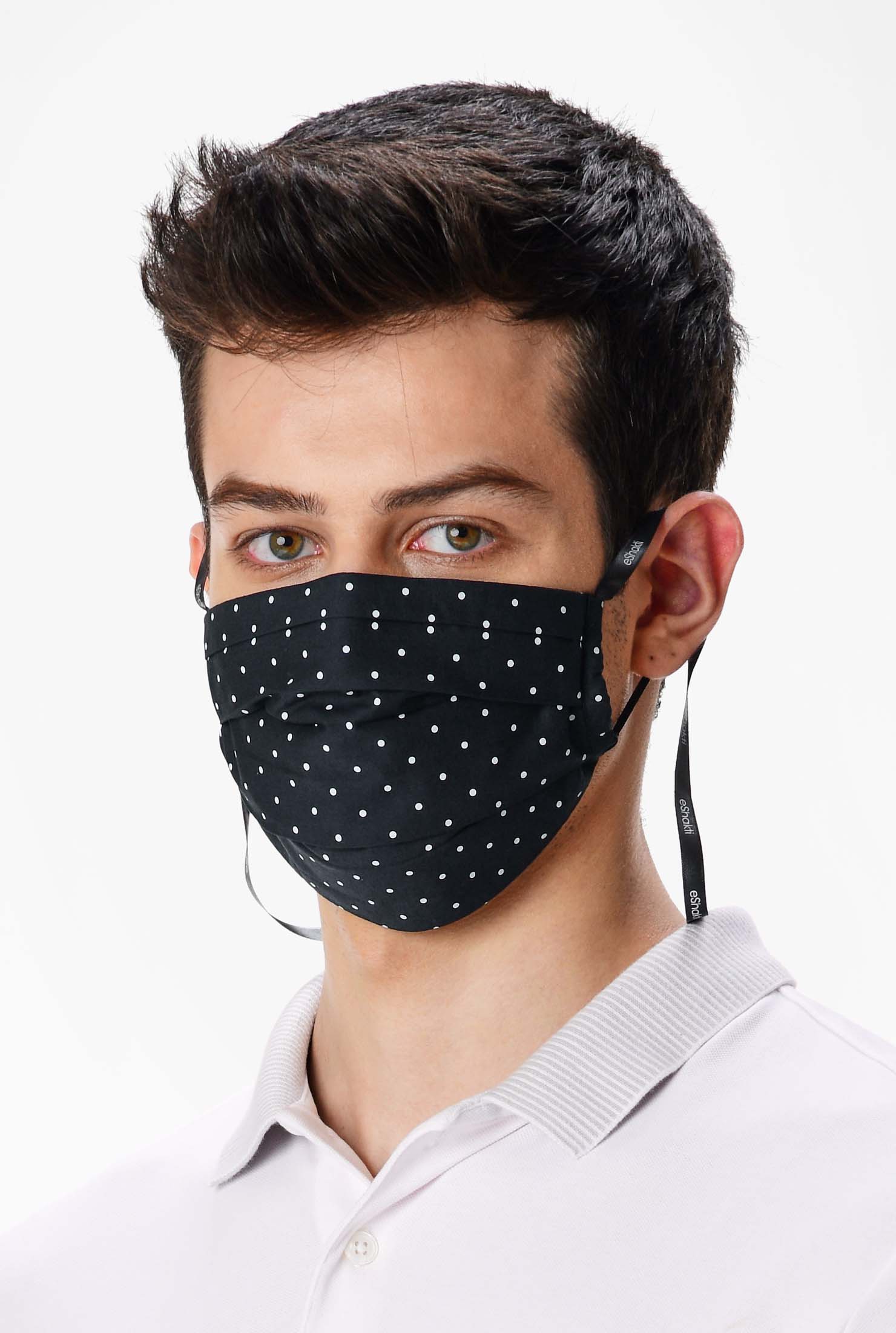 Shop Dot print cotton poplin pleated mens face mask | eShakti