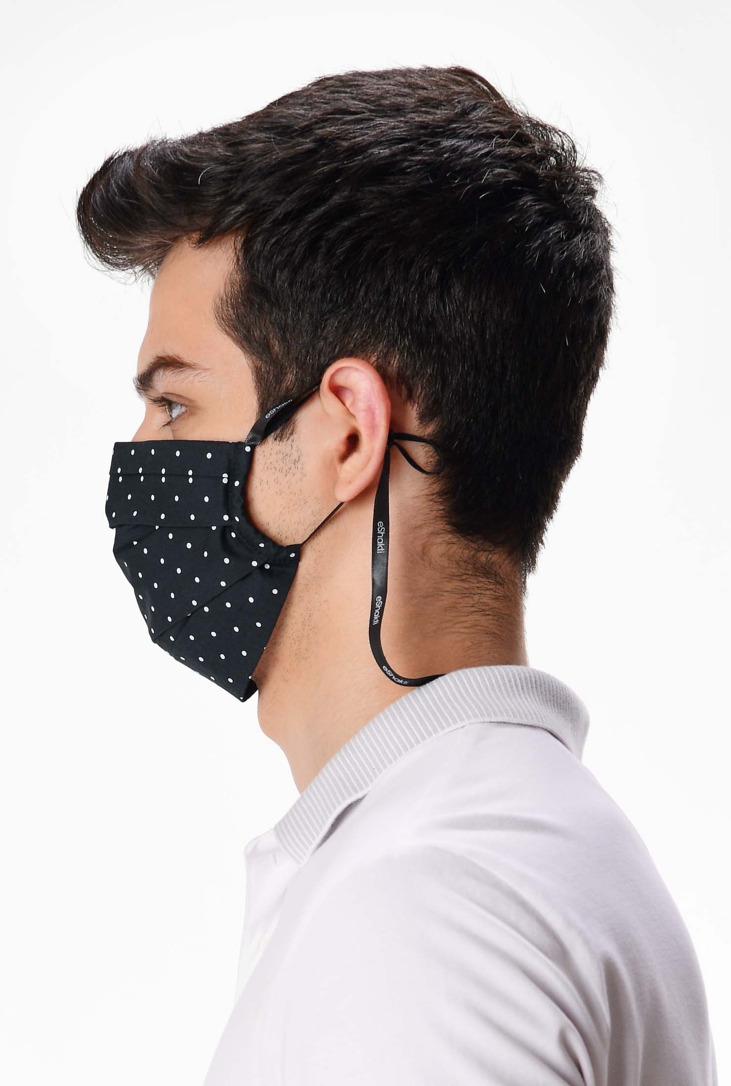 Shop Dot print cotton poplin pleated mens face mask | eShakti