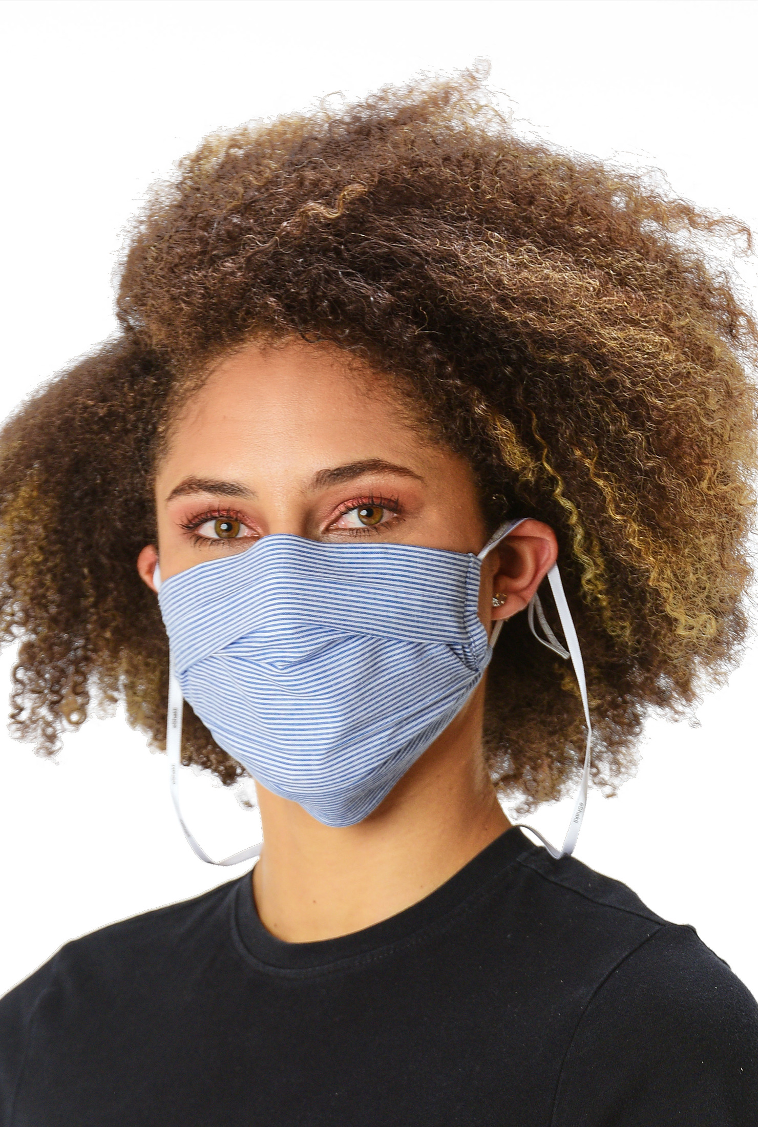 Shop Stripe cotton pleated face mask | eShakti