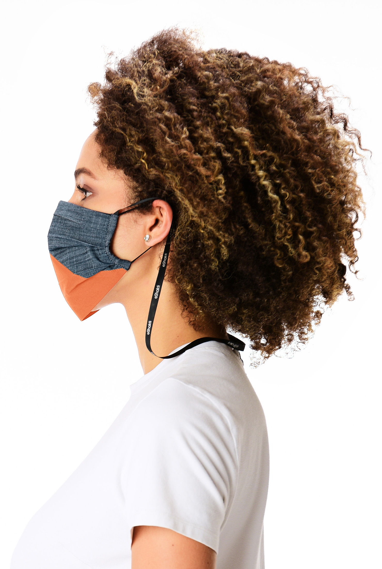 Shop Cotton chambray and poplin colorblock pleated face mask | eShakti