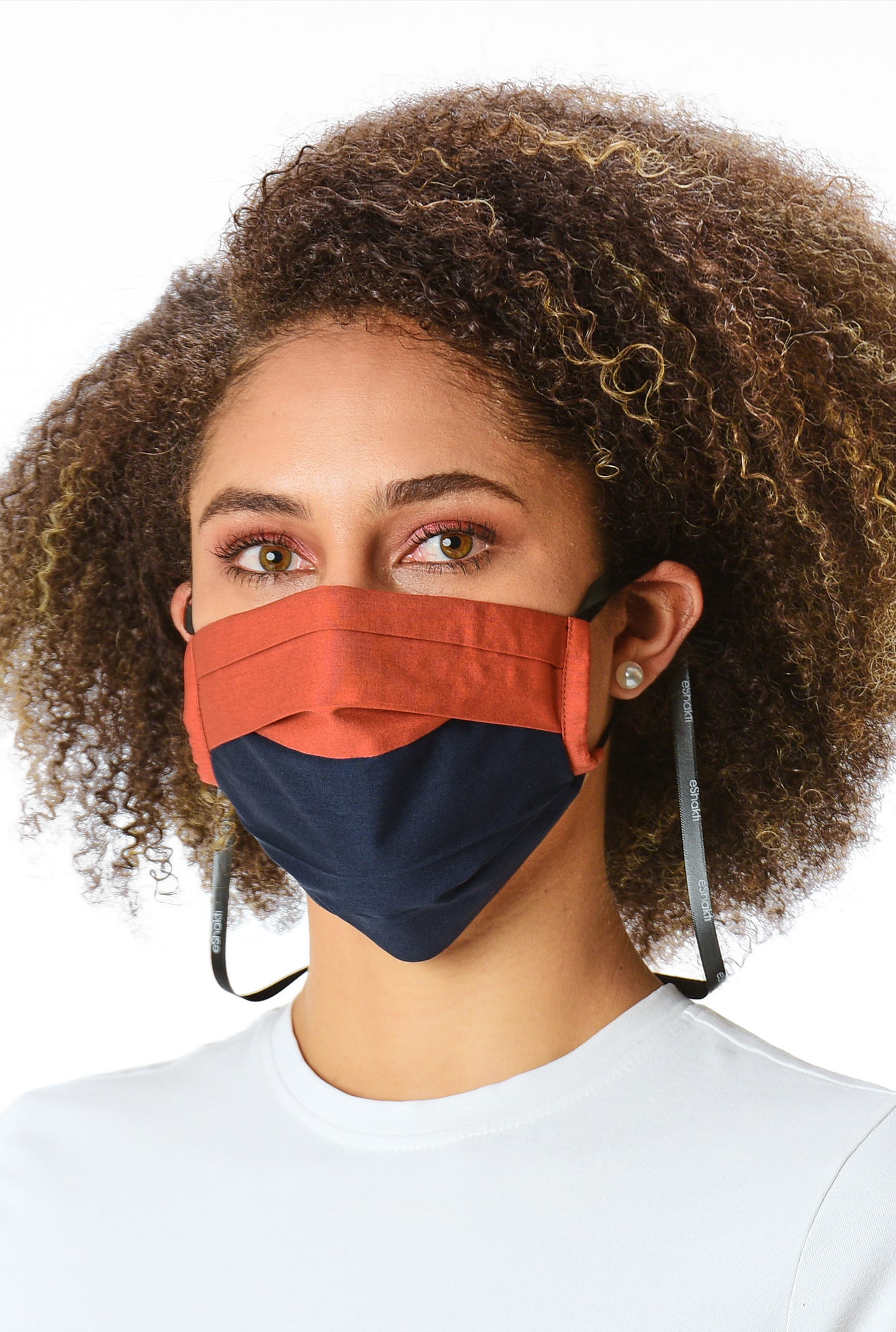 Shop Colorblock cotton poplin pleated face mask | eShakti