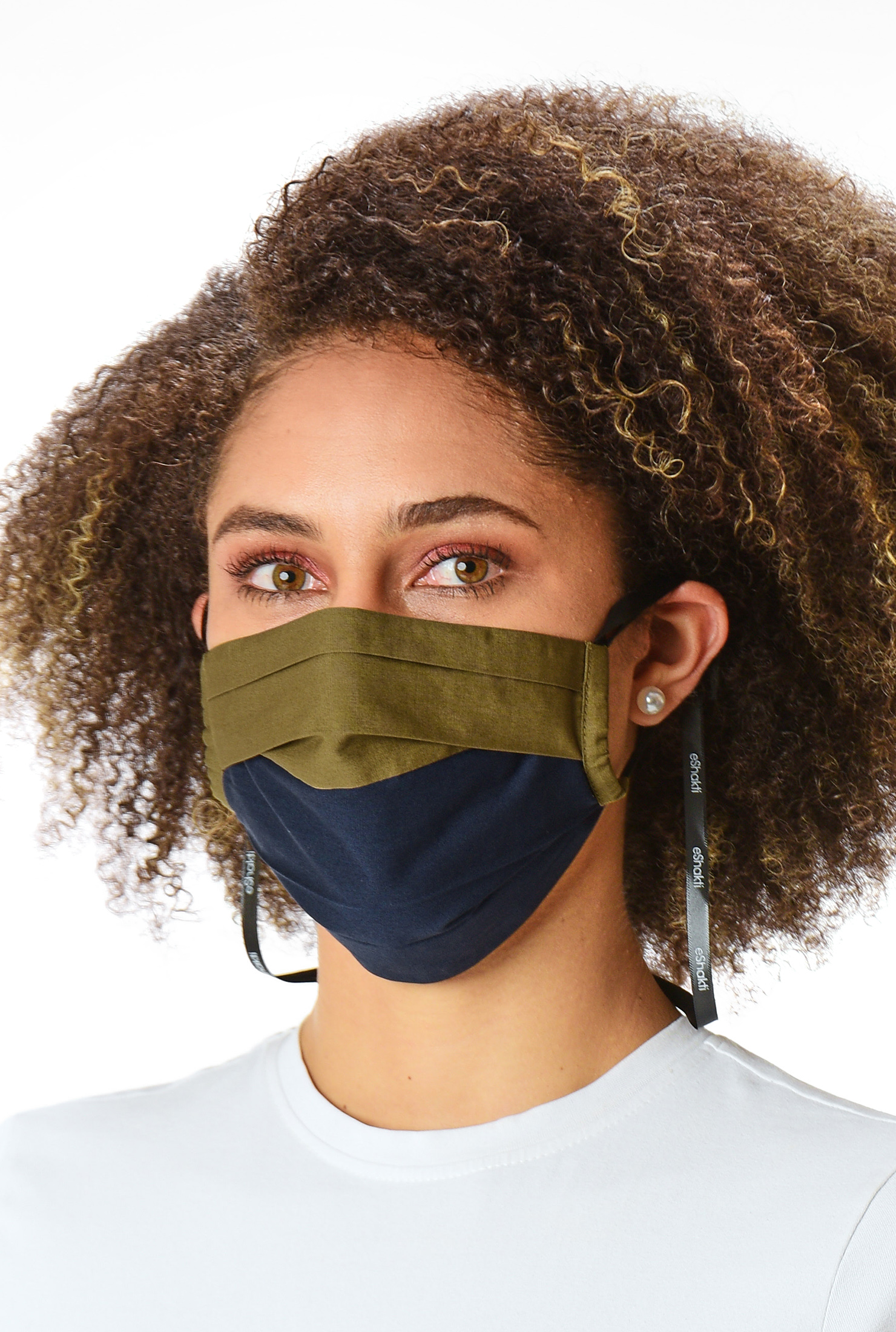 Shop Colorblock cotton poplin pleated face mask | eShakti