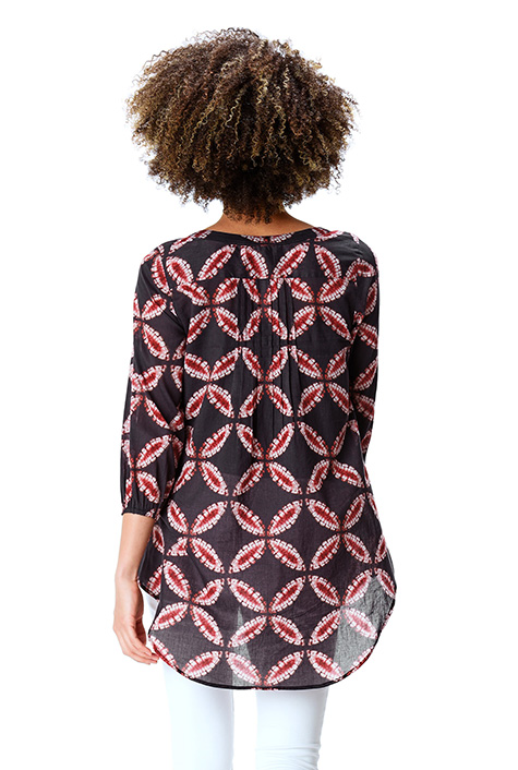 Shop Batik print cotton voile split neck tunic | eShakti