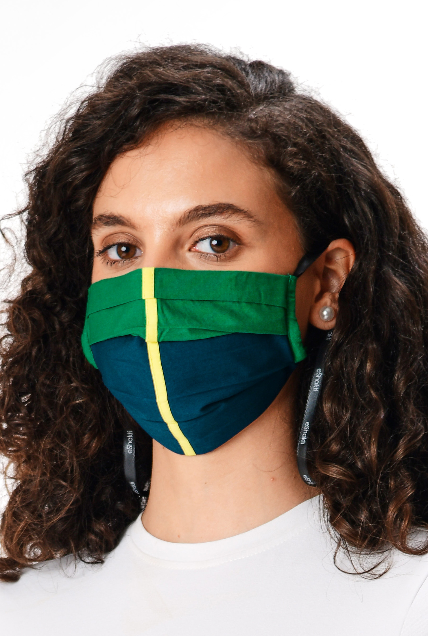 Shop Colorblock cotton poplin pleated face mask | eShakti
