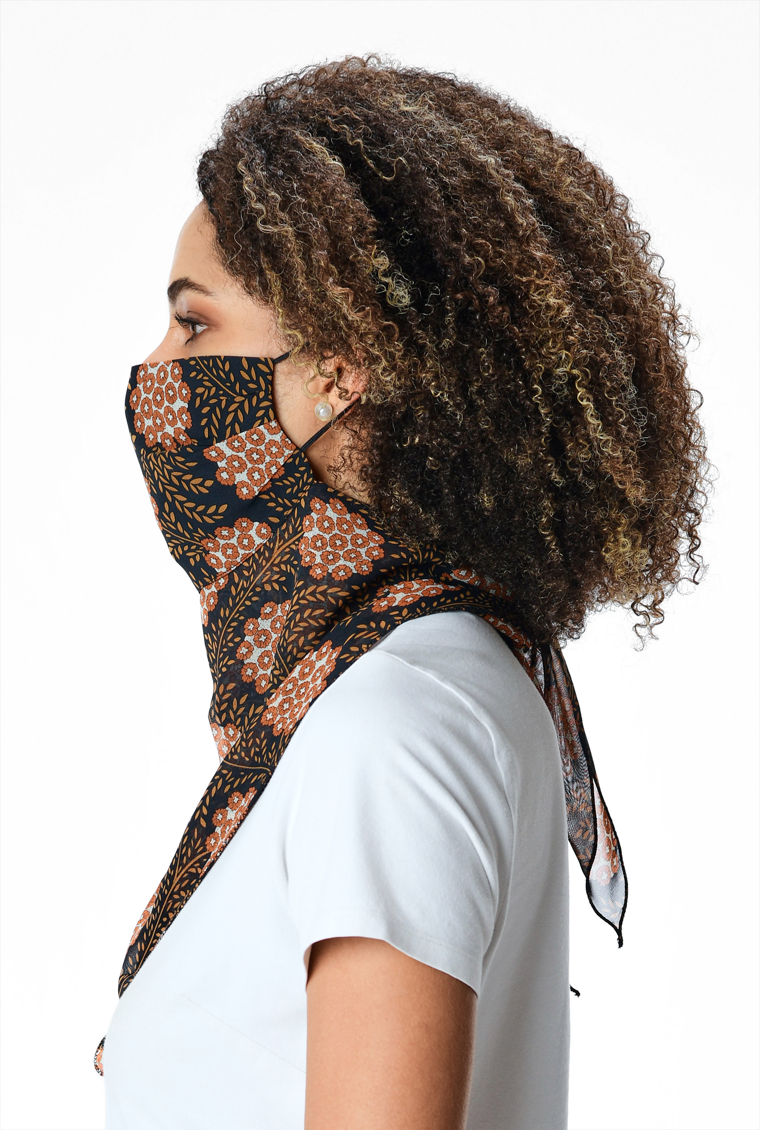 Shop Floral print georgette scarf mask | eShakti
