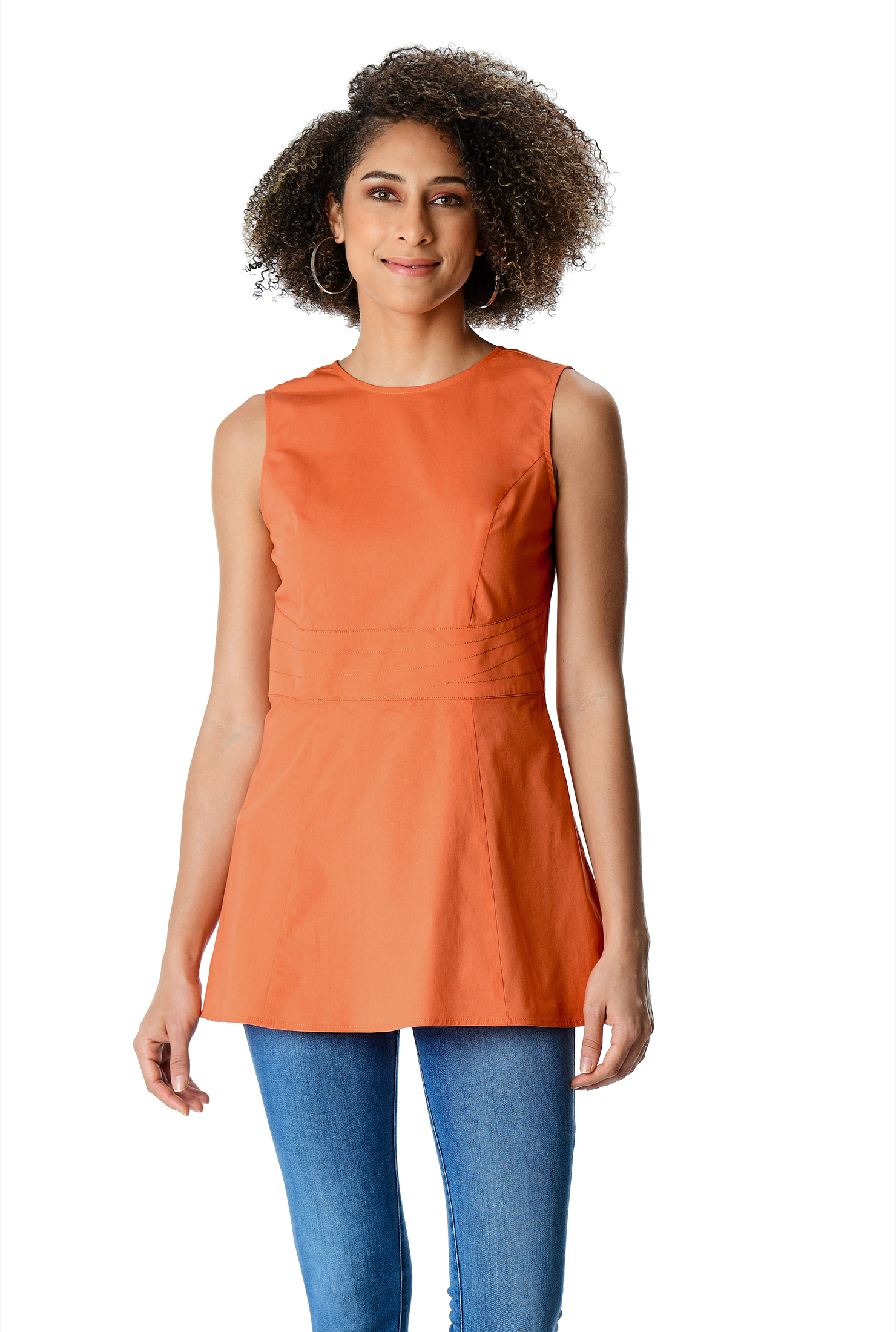 Shop Asymmetric waist cotton poplin peplum top | eShakti