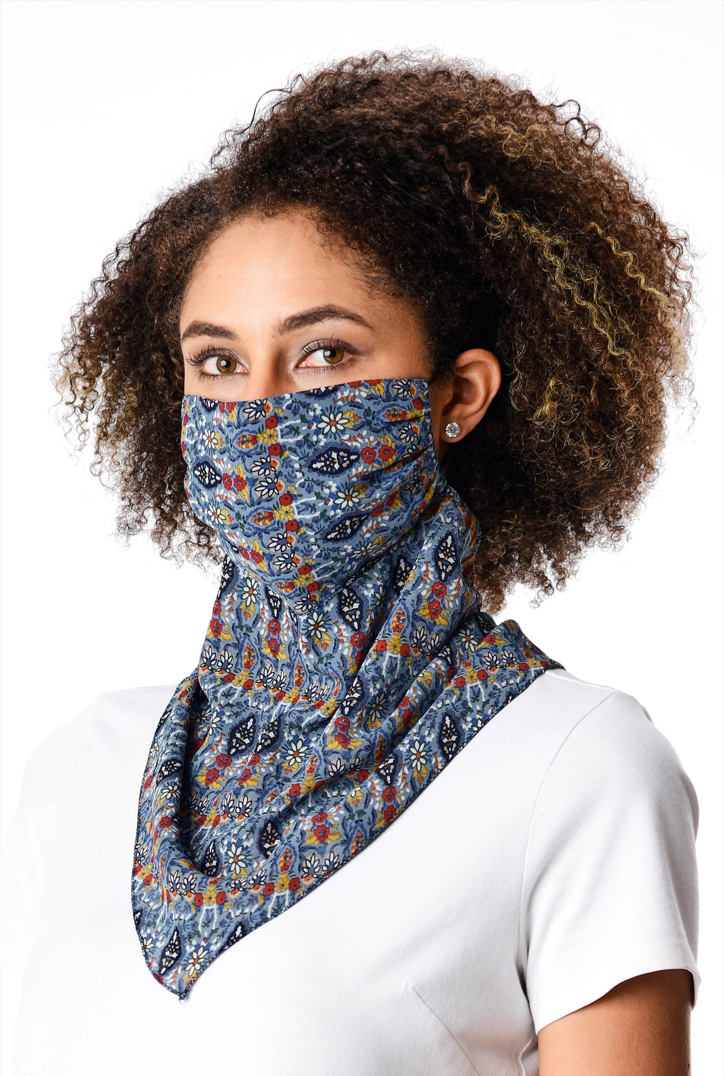 Shop Floral print georgette scarf mask | eShakti
