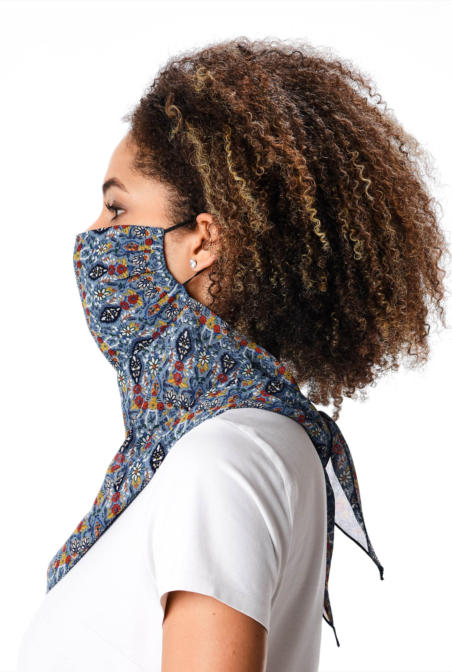 Shop Floral print georgette scarf mask | eShakti