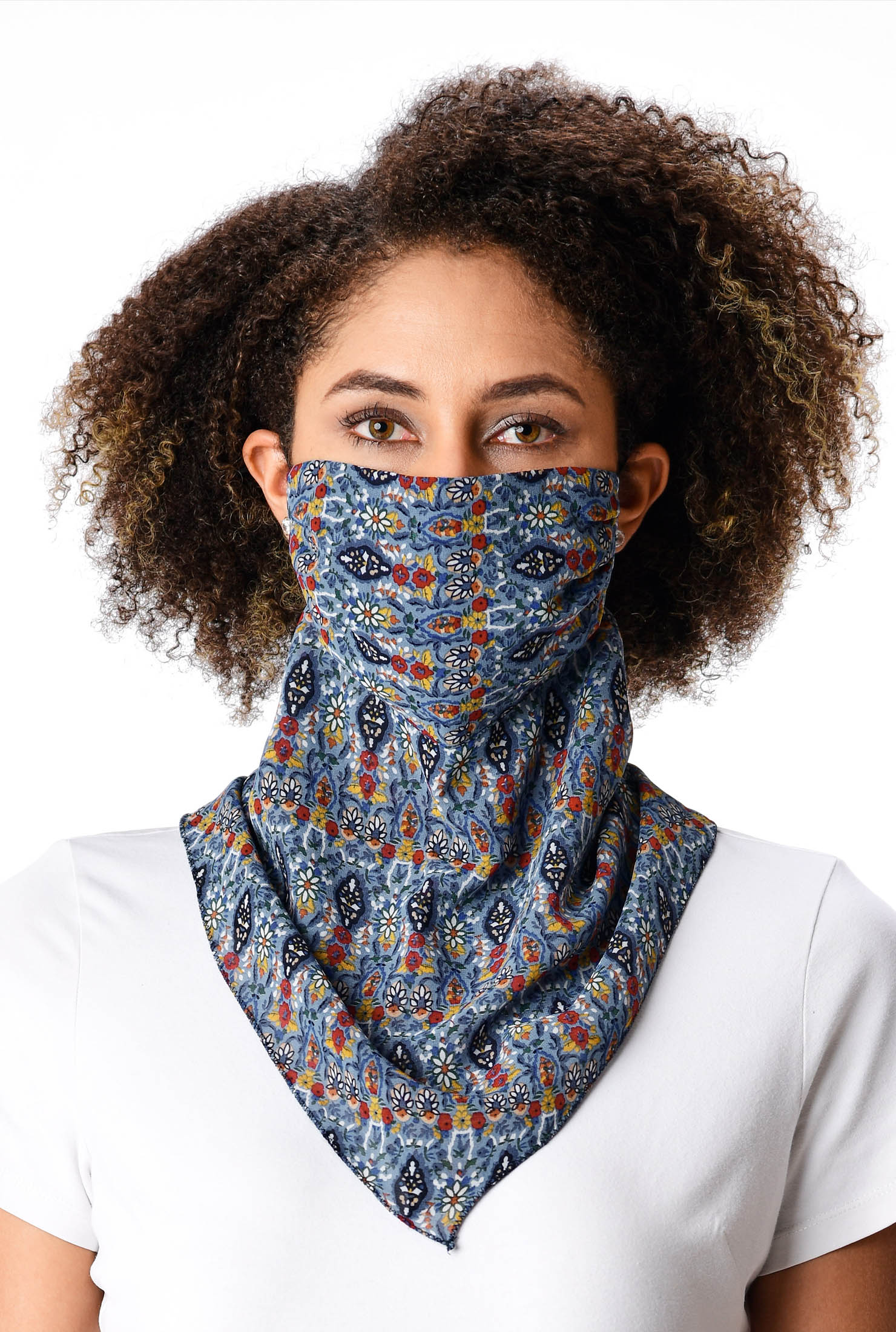 Shop Floral print georgette scarf mask | eShakti