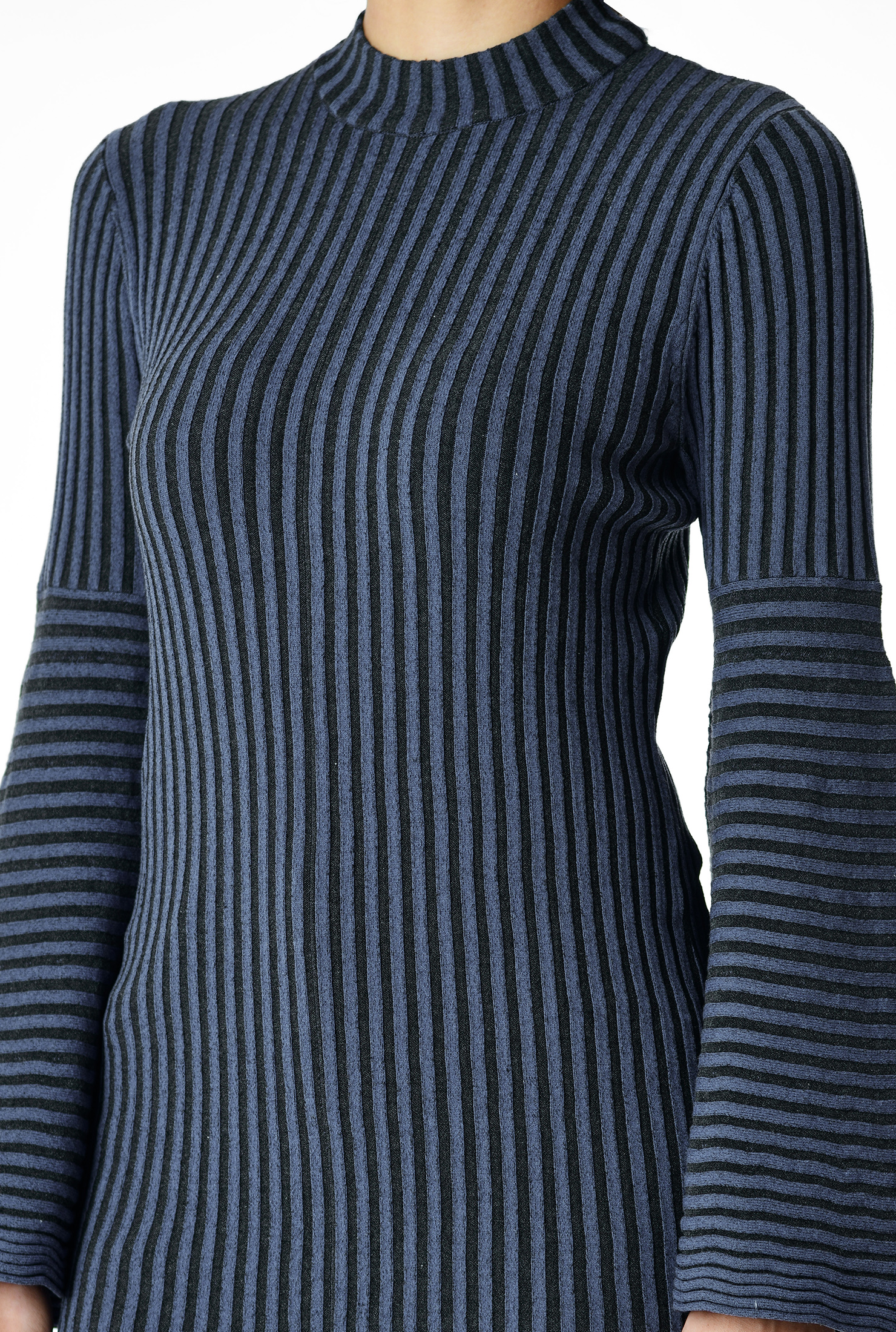Shop Bell sleeve stripe rib knit top | eShakti