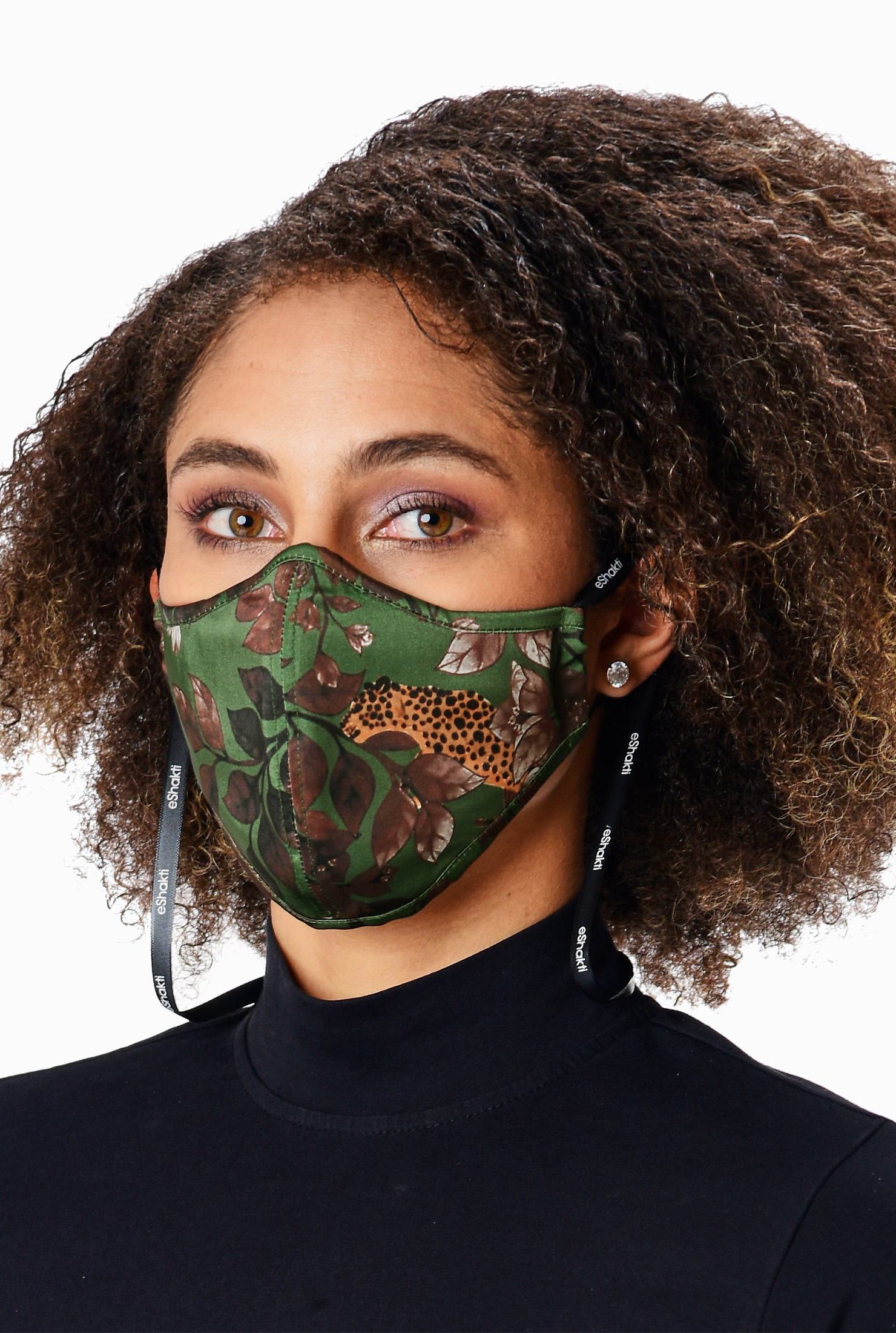 Shop Cheetah print satin shaped face mask | eShakti