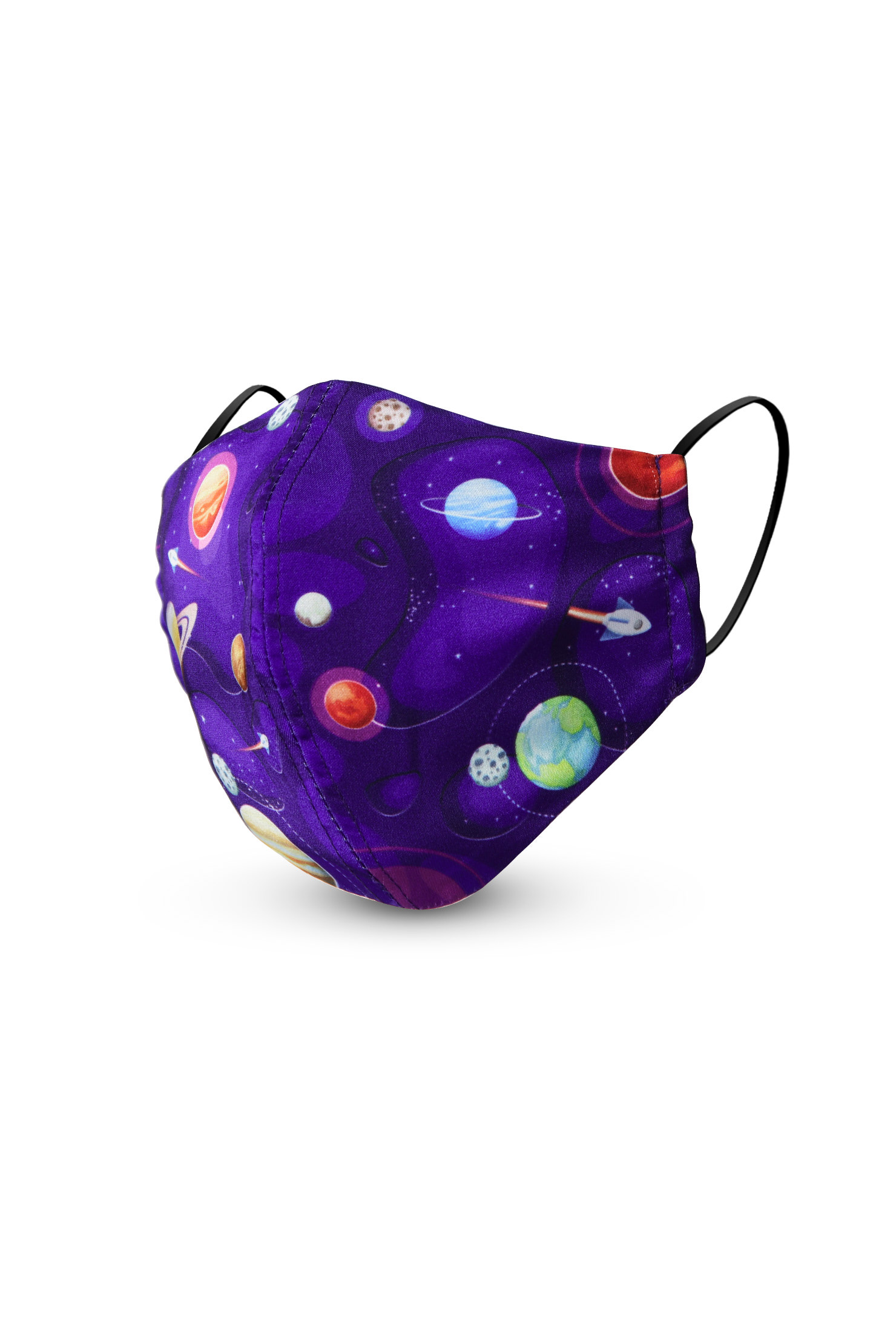 Shop Solar system print satin shaped kids face mask | eShakti
