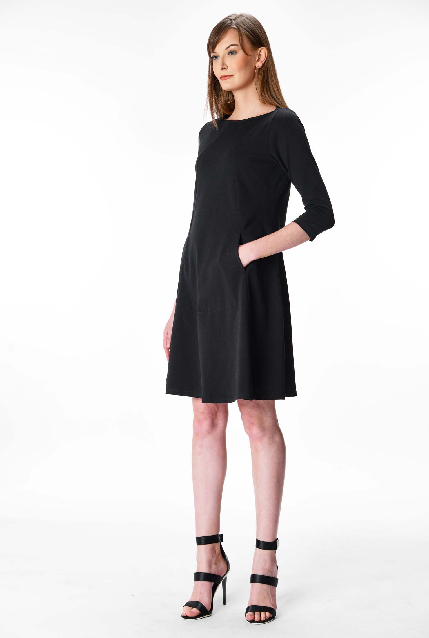 Shop Trapeze hem cotton knit shift dress | eShakti