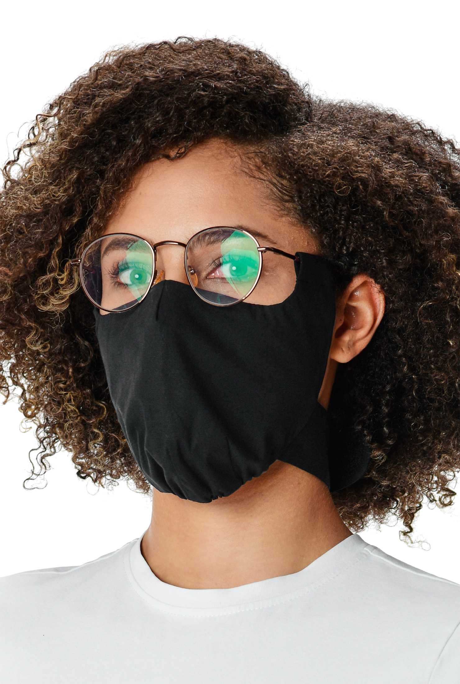 Shop Cotton poplin shaped face mask with loops for eyeglasses | eShakti