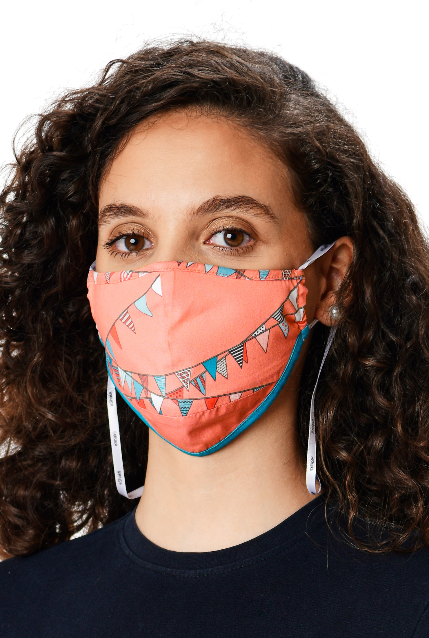 Shop Streamer print cotton poplin shaped face mask | eShakti