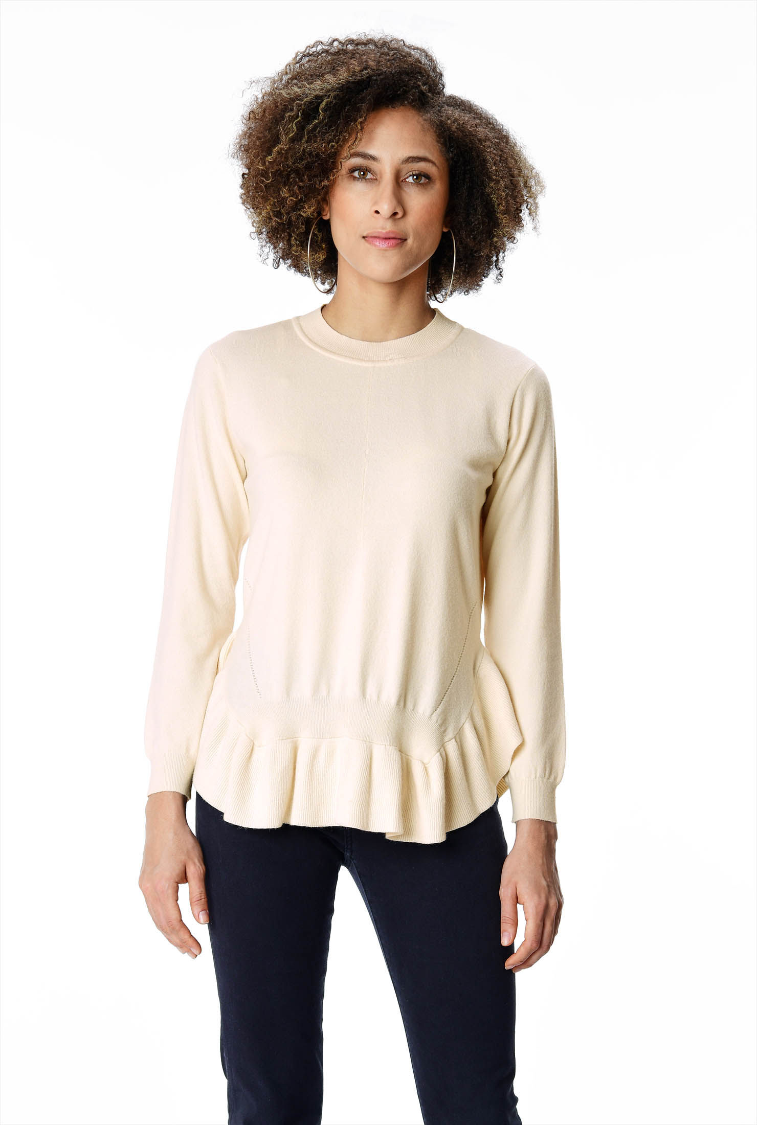 Shop Ruffle hem sweater knit top | eShakti