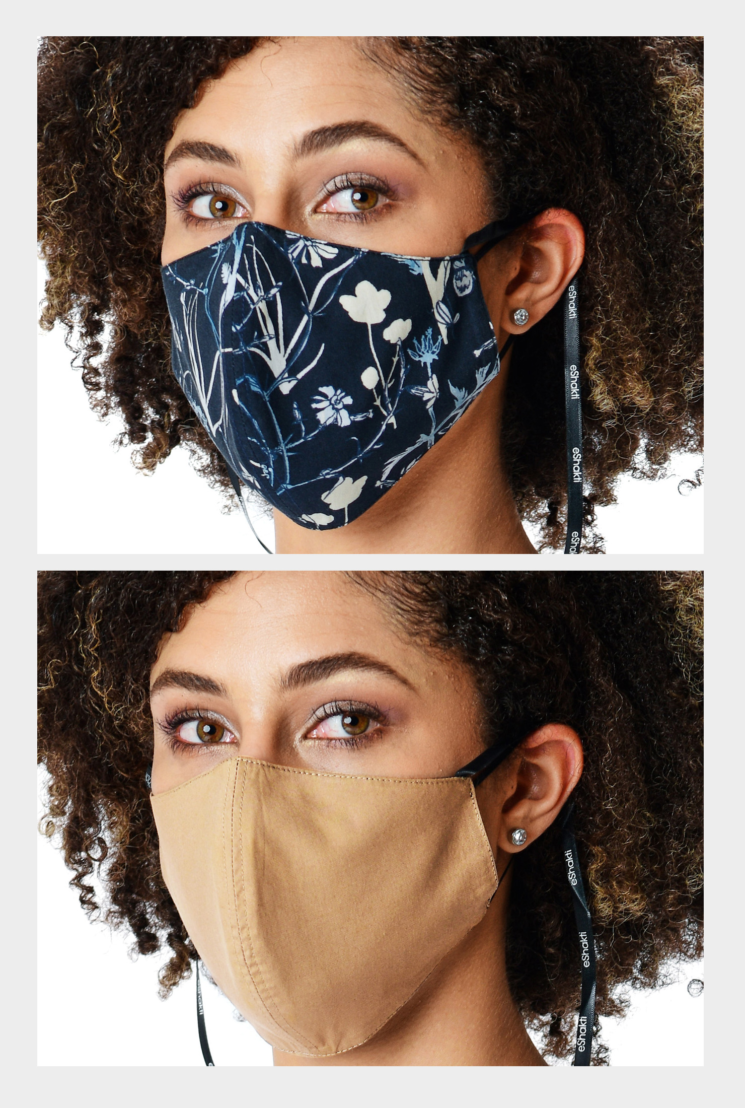 Shop Reversible floral print cotton poplin shaped face mask | eShakti