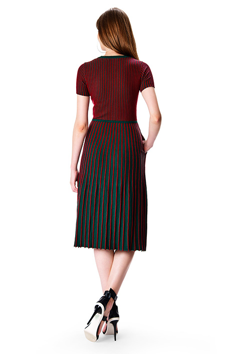 Shop Ottoman rib-knit two-tone stripe dress | eShakti