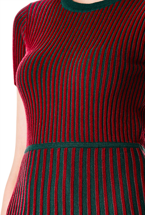 Shop Ottoman rib-knit two-tone stripe dress | eShakti