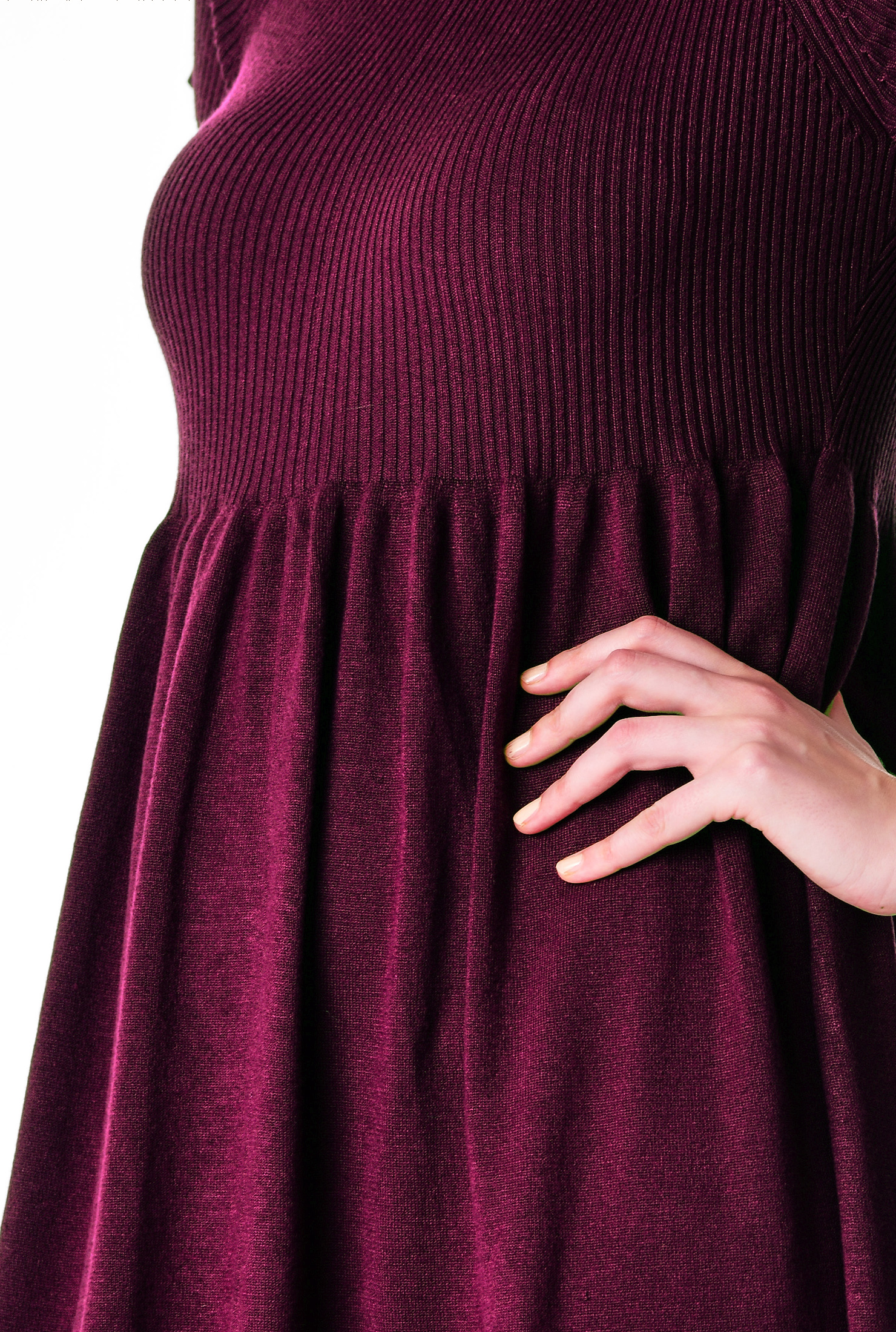 Shop Rib-knit shirred sweater dress | eShakti