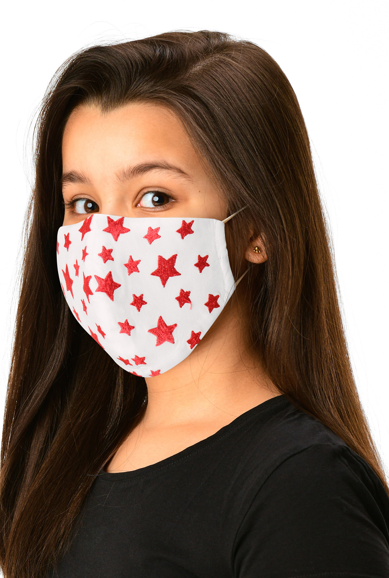 Shop Star embroidery poplin shaped kids face mask | eShakti