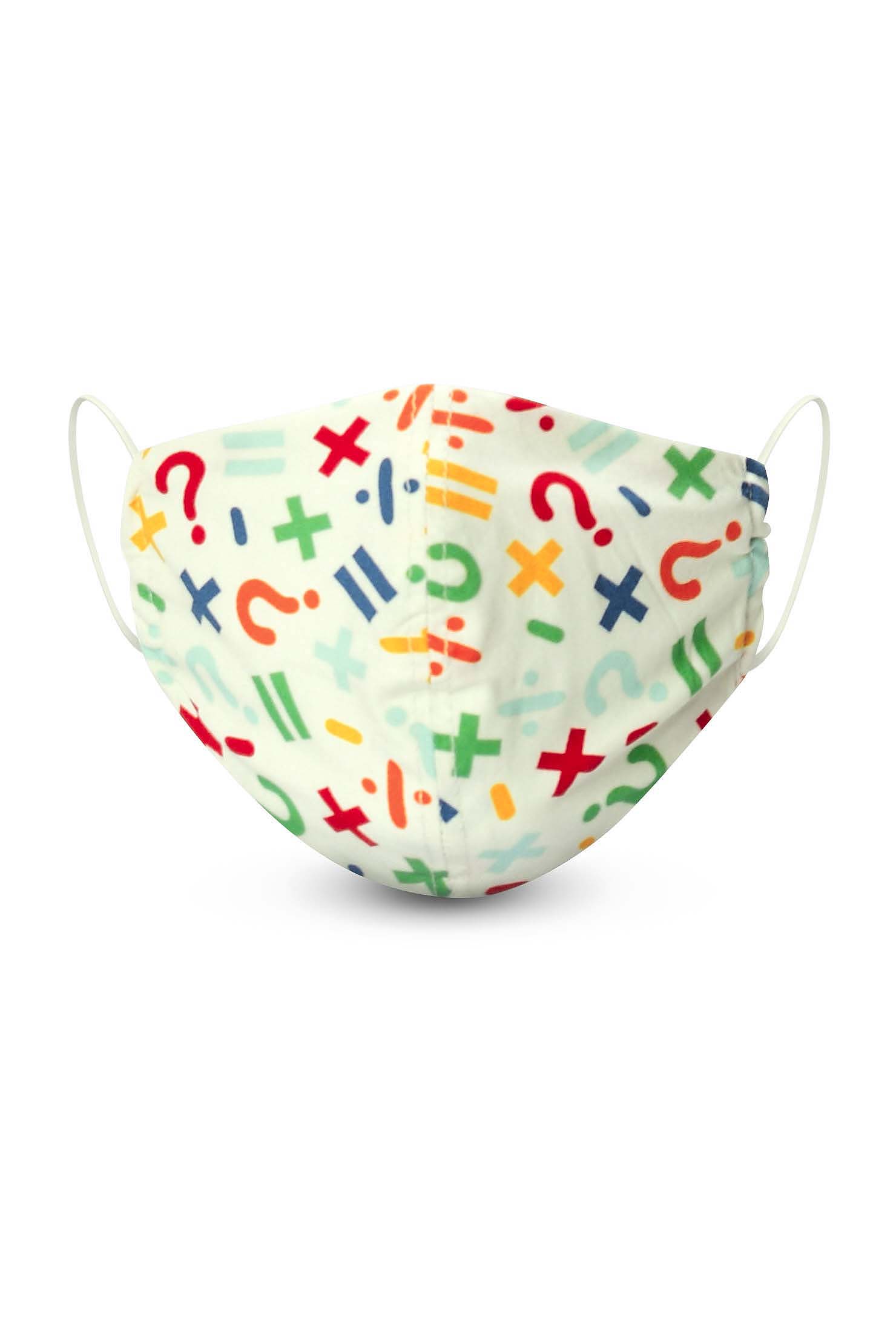 Shop Math print cotton poplin shaped kids face mask | eShakti