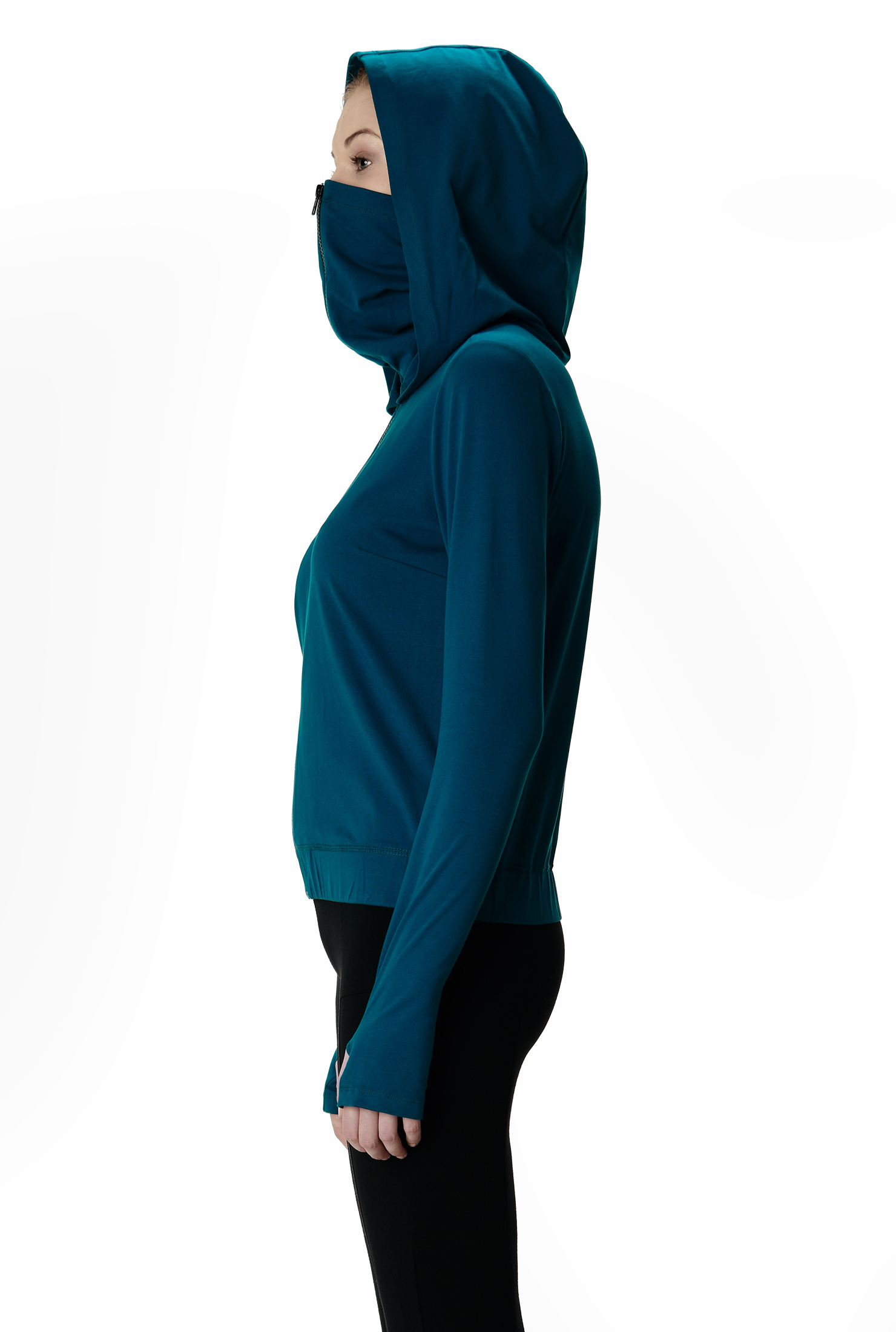 Shop Zip front cotton jersey hoodie jacket with tubular mask | eShakti