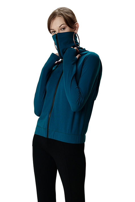 Shop Zip front cotton jersey hoodie jacket with tubular mask | eShakti