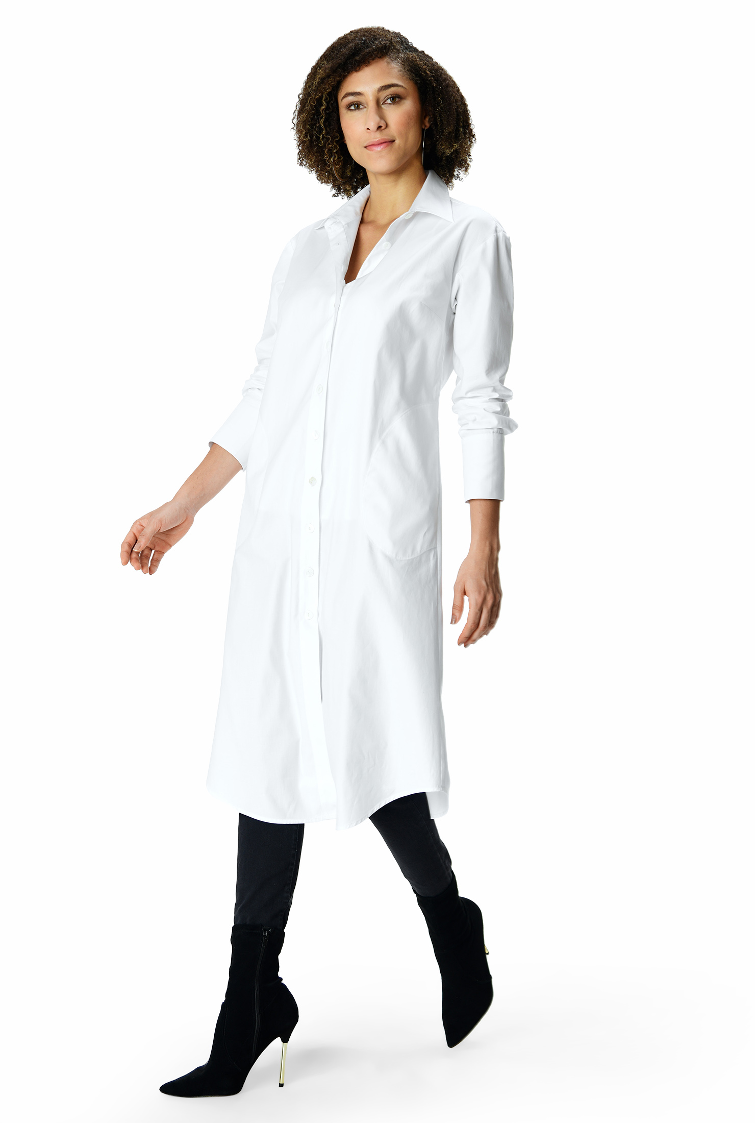 Shop Cotton satin shift shirtdress | eShakti