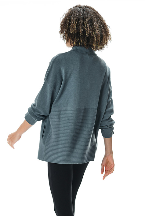 Shop Merino wool blend rib-knit jacket | eShakti