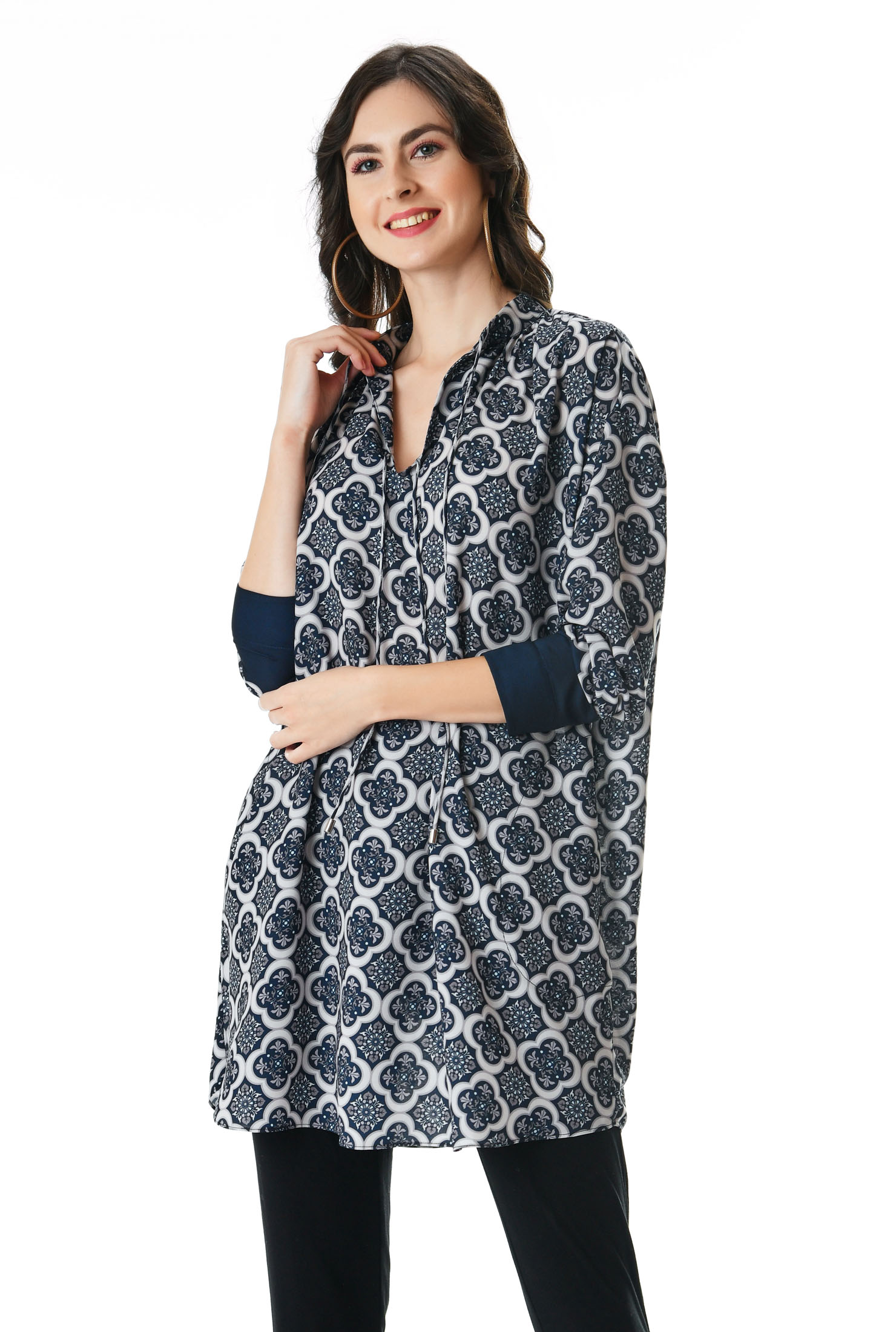 Shop Tile print crepe easy tunic top | eShakti