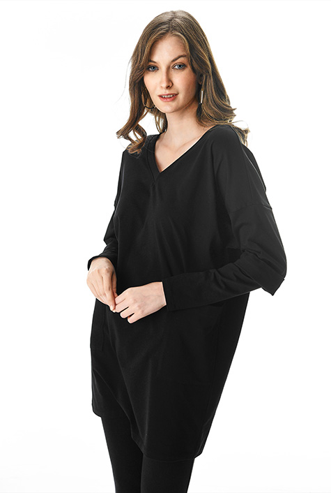 Shop Layered sleeve cotton jersey tunic | eShakti