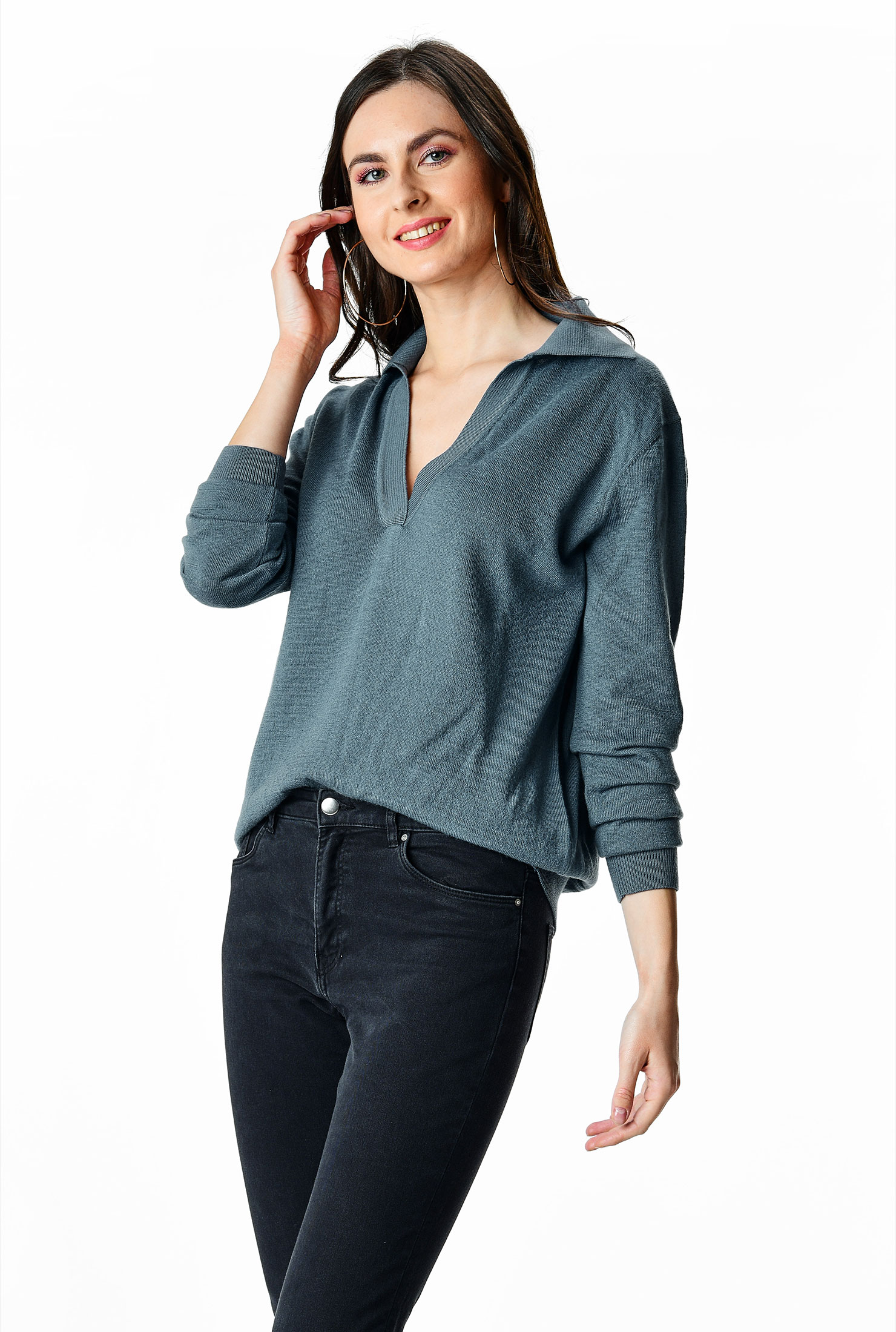 Shop Merino wool blend pullover | eShakti