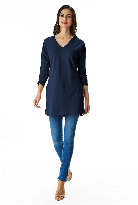 Shop Vented cotton jersey tunic | eShakti