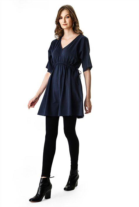 Shop Cotton jersey drawstring waist tunic | eShakti