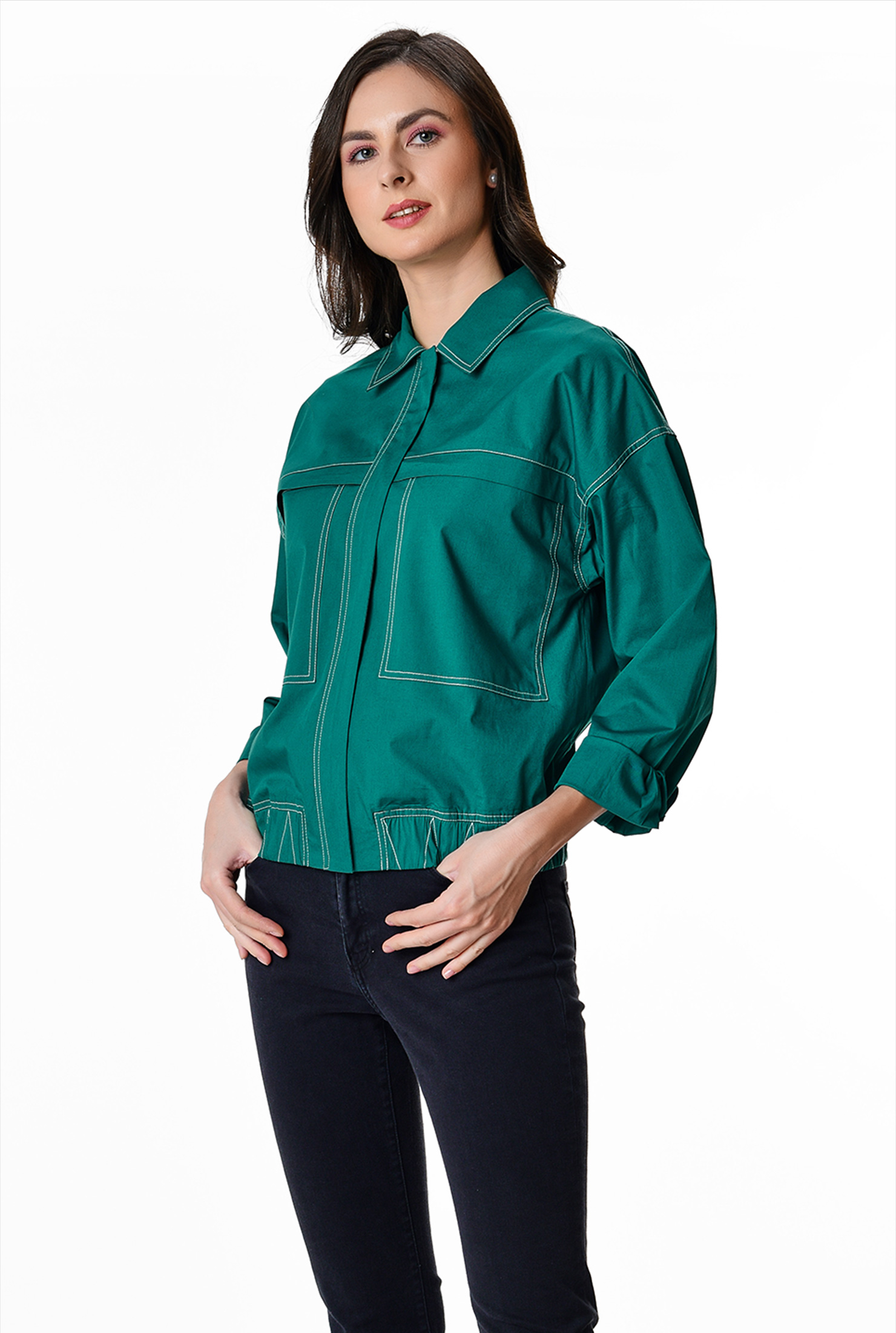 Shop Lightweight cotton poplin jacket | eShakti