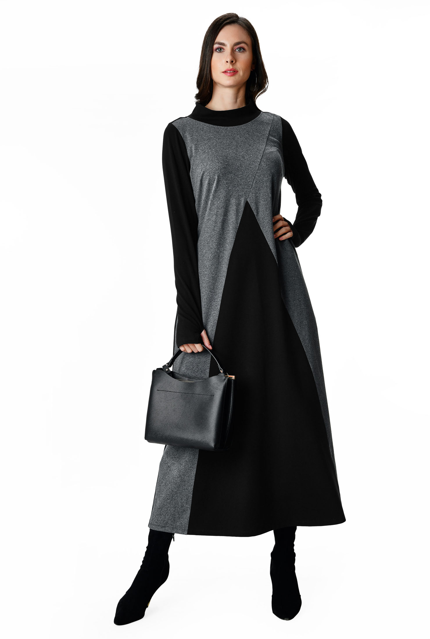 Shop Two-tone cotton jersey shift dress | eShakti