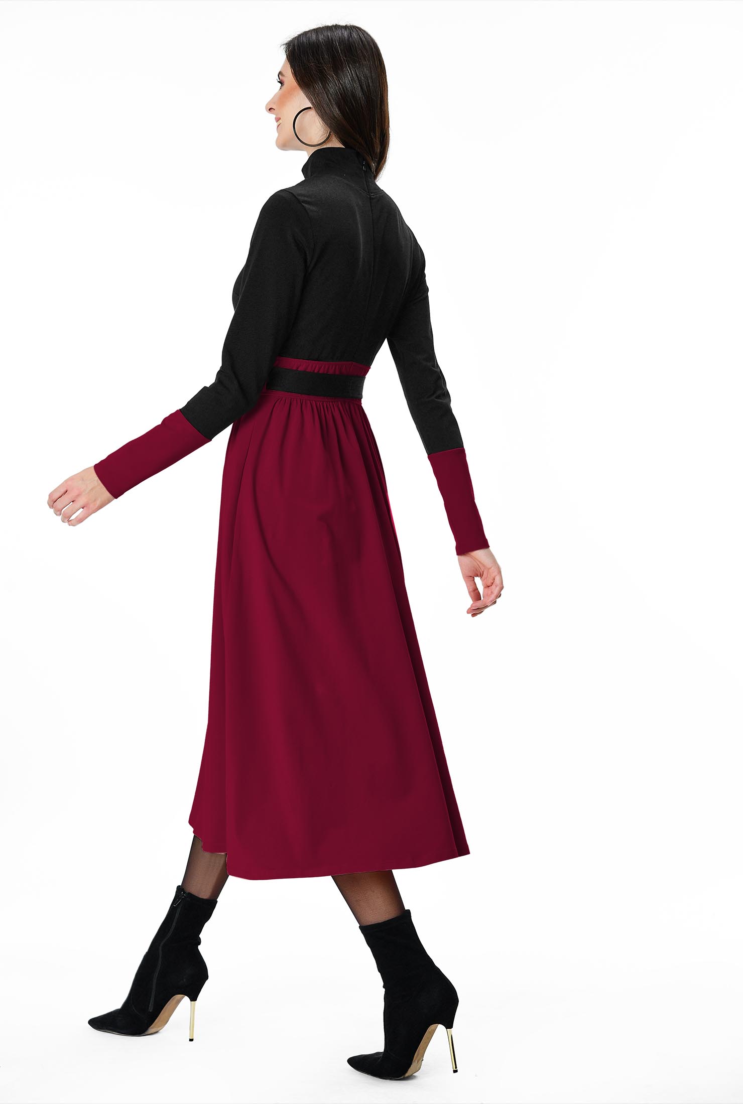 Shop Colorblock Cotton Jersey Sash Tie Dress EShakti shop-colorblock-cotton-jersey-sash-tie-dress-eshakti
