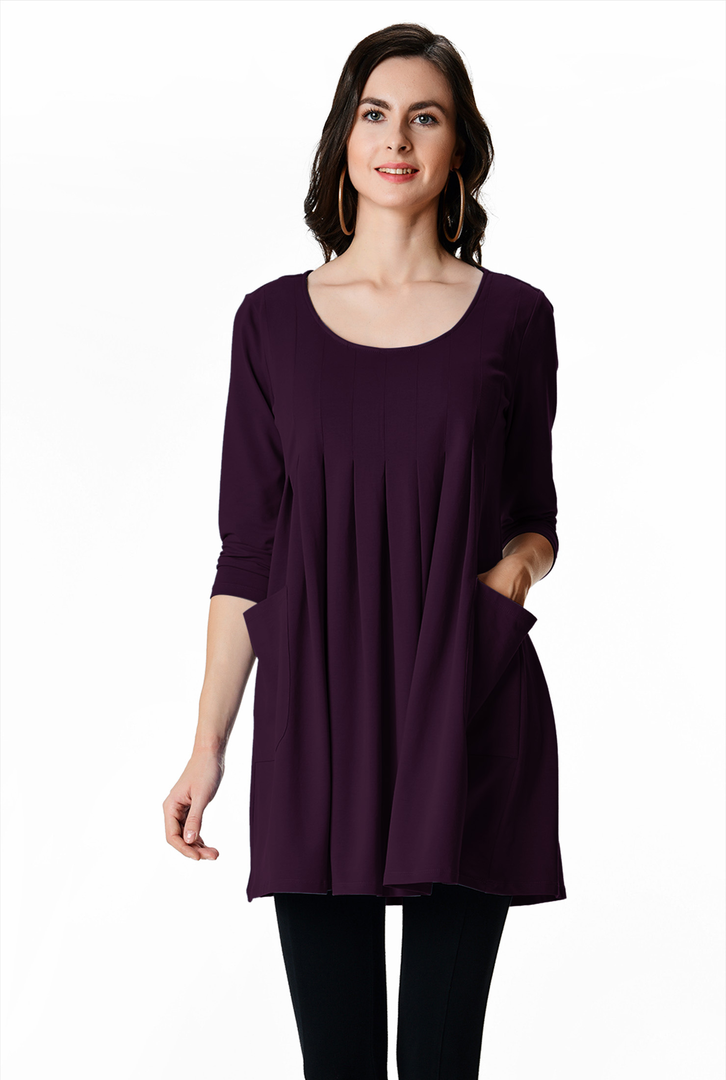 Shop Pleated cotton jersey top | eShakti